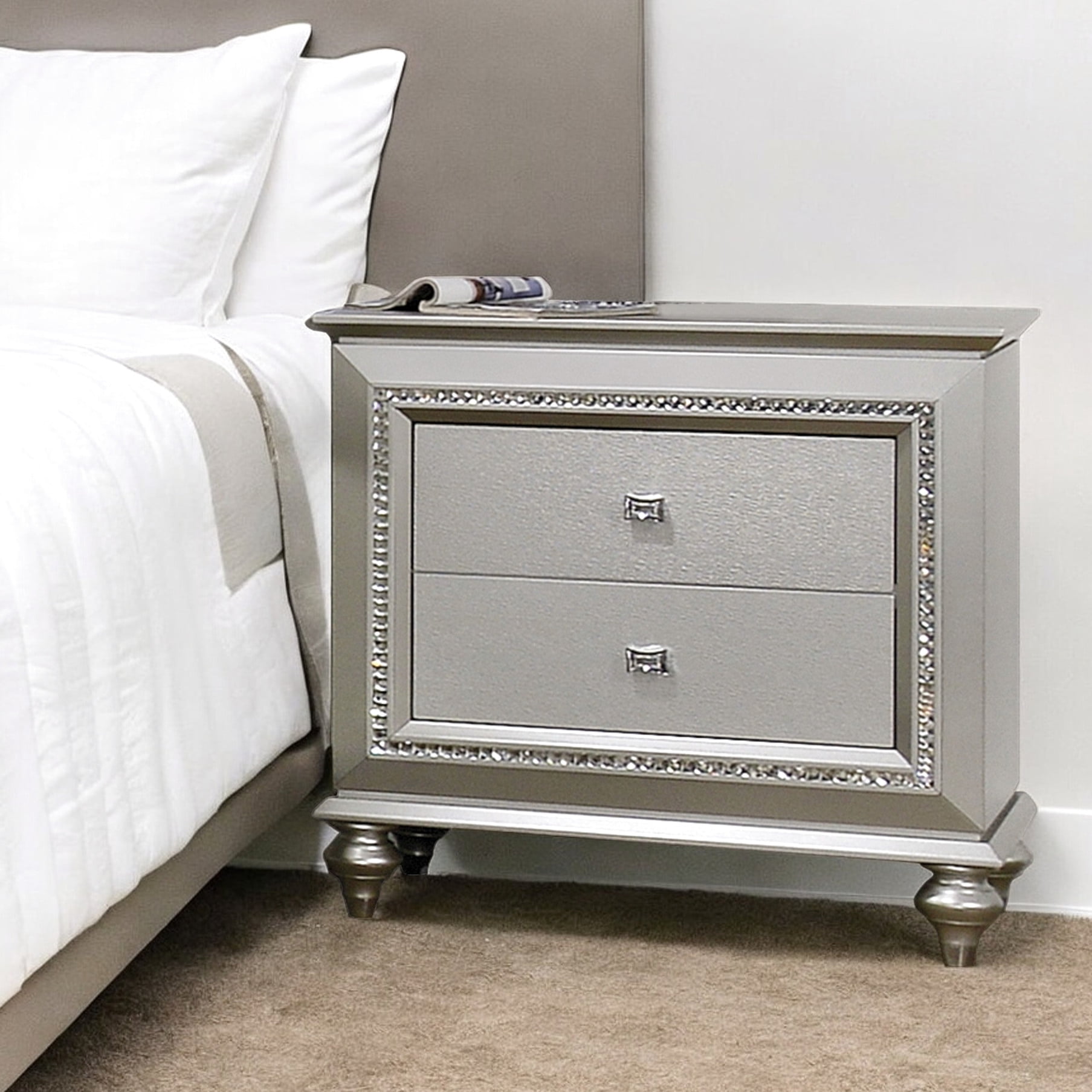 Champagne Nightstand With Sparkle - 30" W X 18" D H, 67 Lbs, Smooth ...