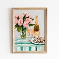 Champagne Oysters Floral Romantic Pastel Striped Dining Decor Peony ...