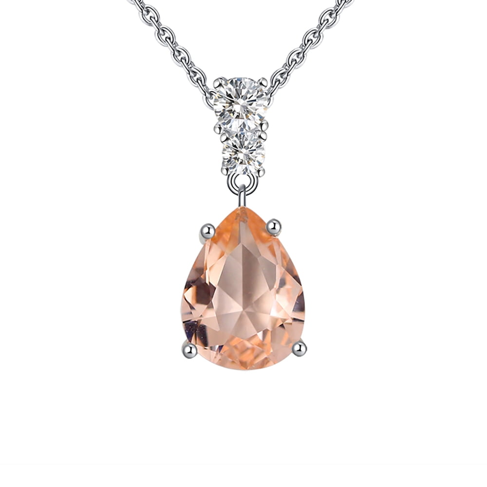 Champagne Pendant Necklace for Women Pear Cz Sterling Silver Ginger ...