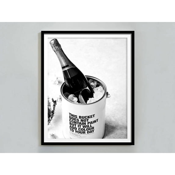 Champagne Poster Black And White Bar Cart Print Cocktail Wall Art ...