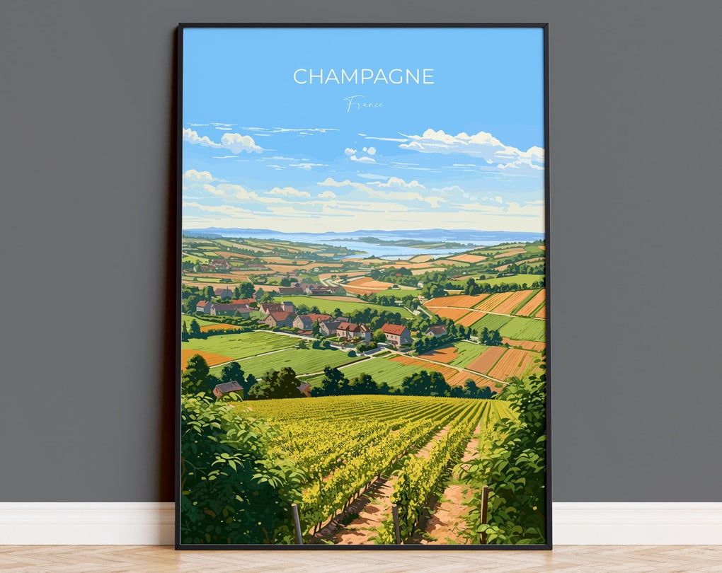 Champagne Poster, Travel Print Of Champagne, Wine Region, Champagne ...
