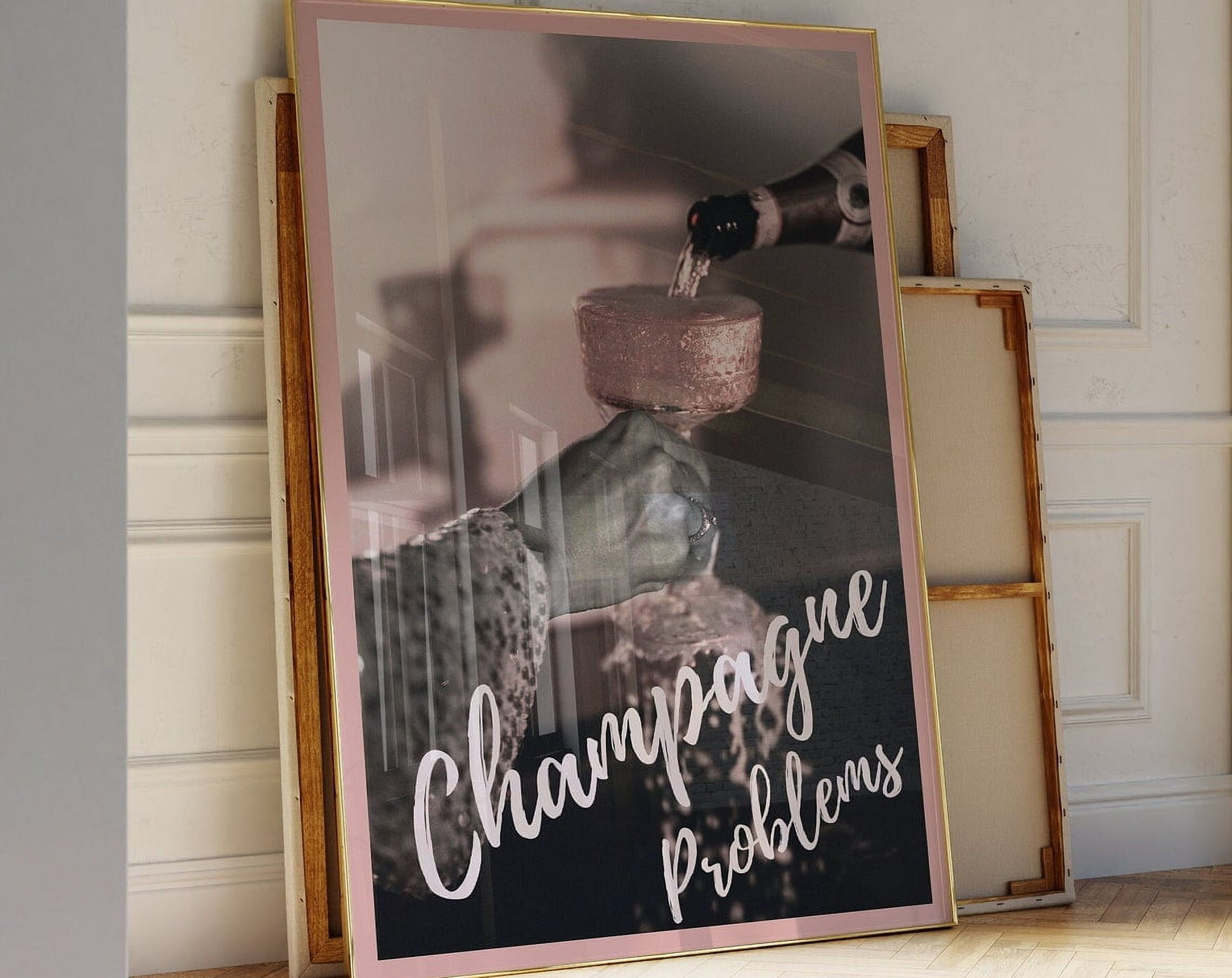 Champagne Problems Print, Champagne Poster, Preppy Trendy Pink Bar Cart ...
