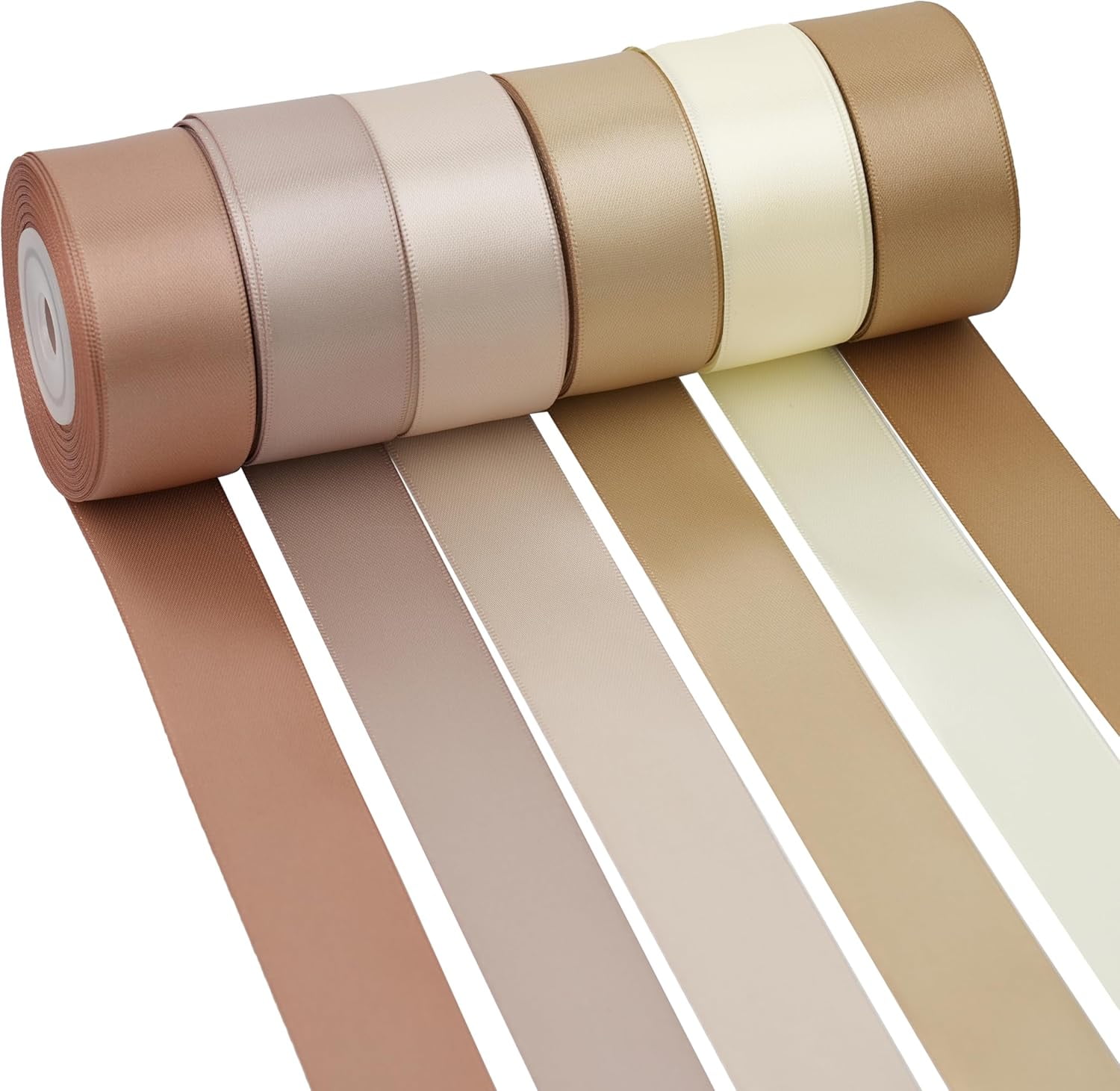 Champagne Ribbon 1 Inch Satin Ribbon 6 Rolls Assortment Pale Gold ...