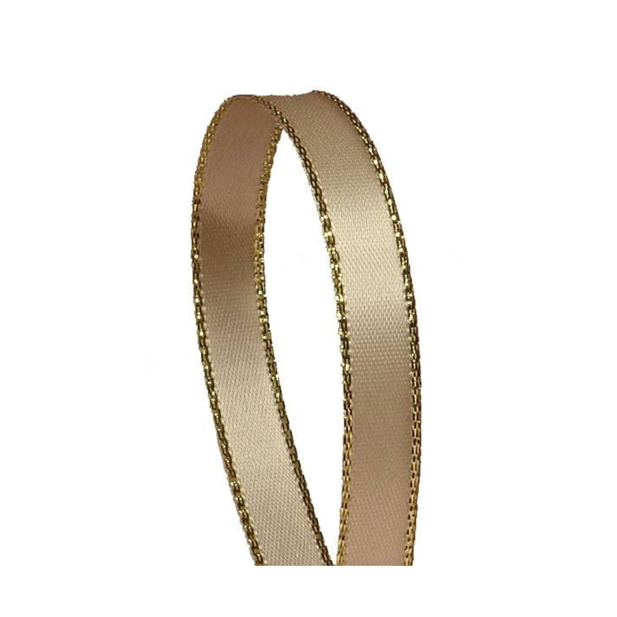 Champagne Ribbon | Taupe Ribbon | Toffee Gold Edge Satin Ribbon - 3/8in ...