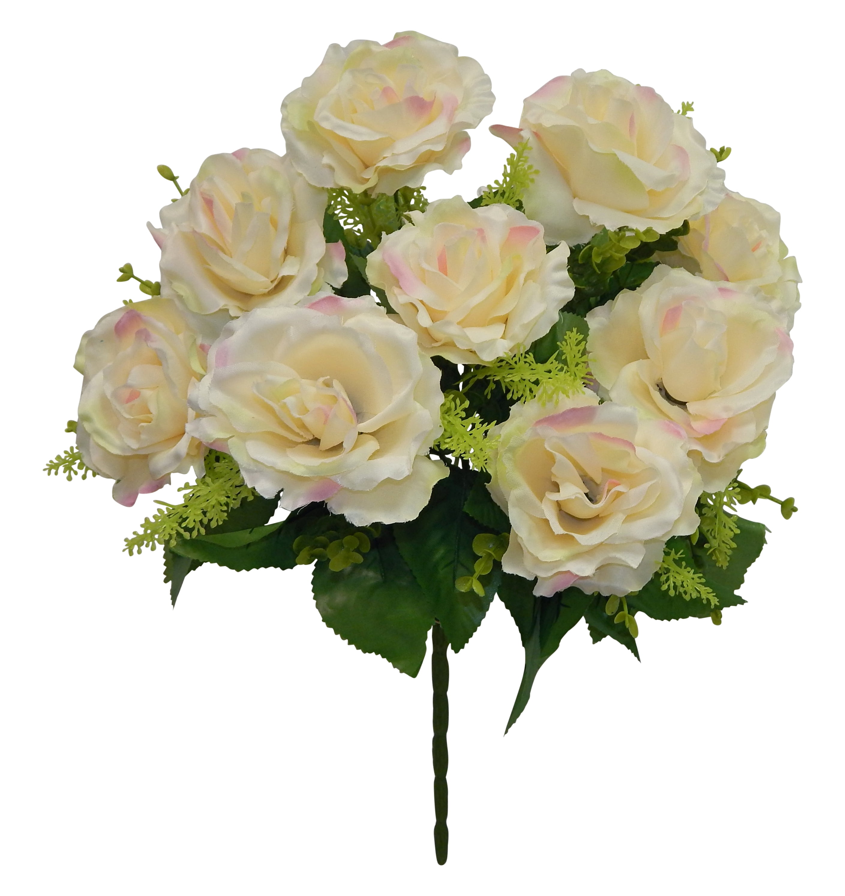 Champagne Rose with Eucalyptus 19in Artificial Polysilk Faux Greenery ...