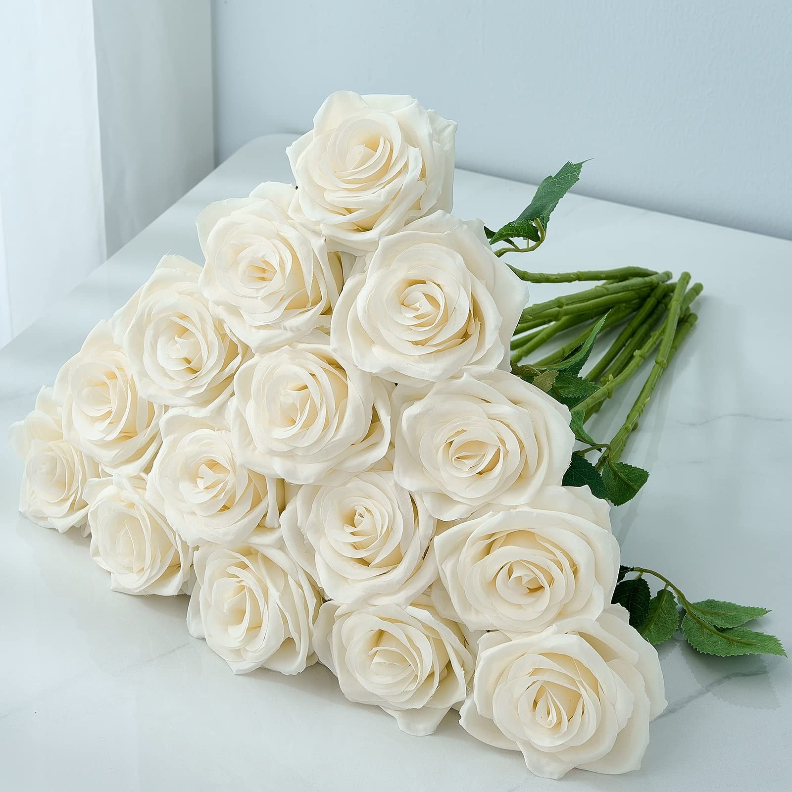 Champagne Roses Artificial Flowers Silk Flowers Realistic Faux Roses ...