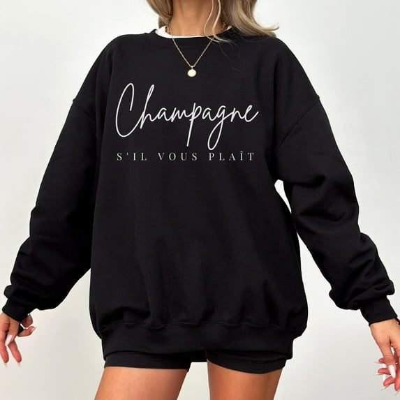 Champagne, Sil Vous Plait Crewneck T-Shirt Super Cute Minimalist French ...