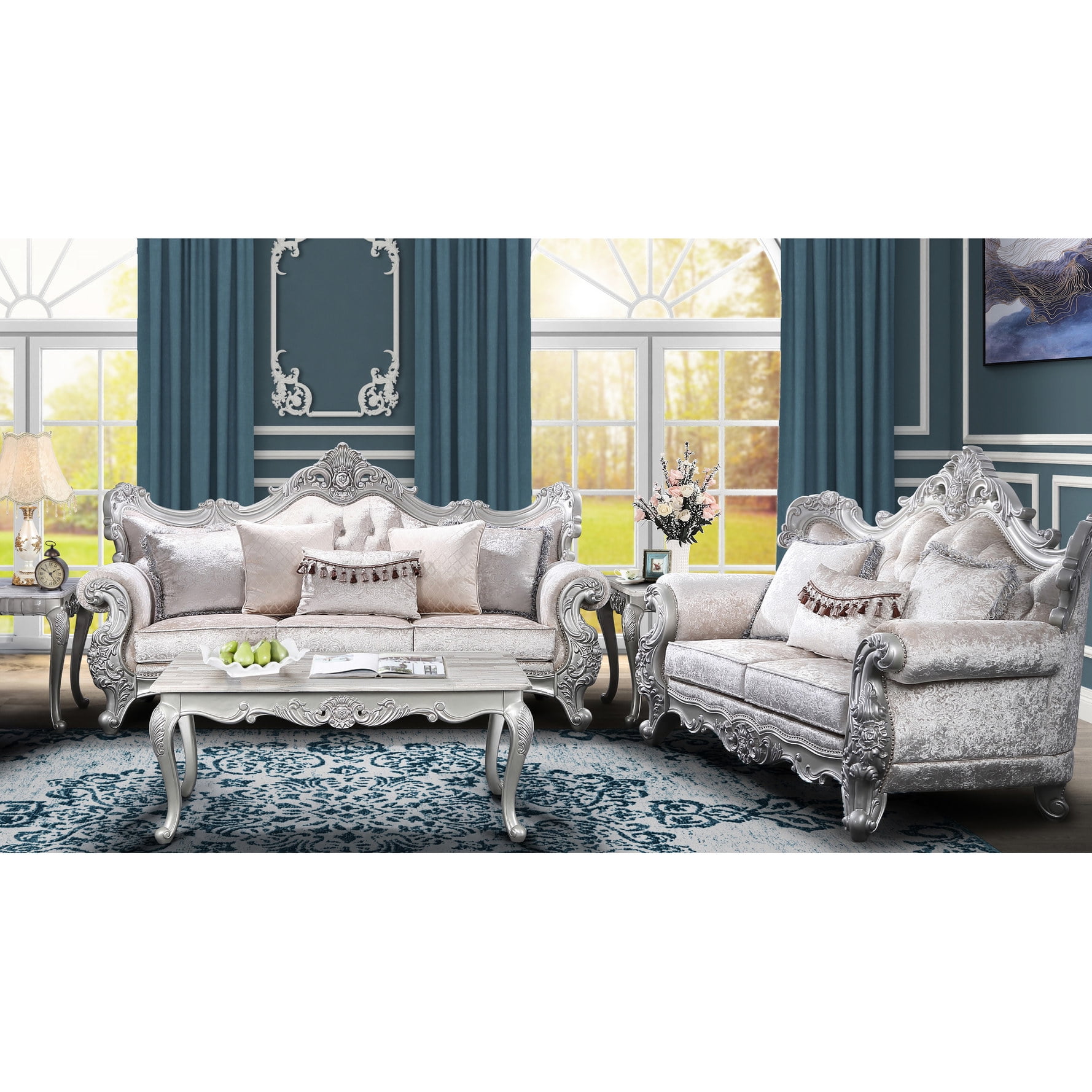 Champagne Silver Brush Finish - Traditional Design for Cozy Seating ...