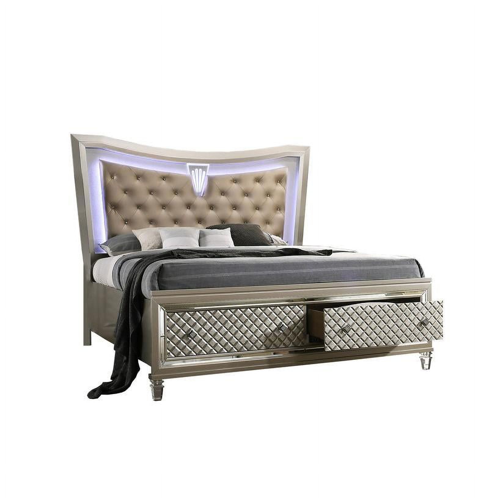 Champagne Silver Wood Eastern King Bed with Lights - Walmart.com