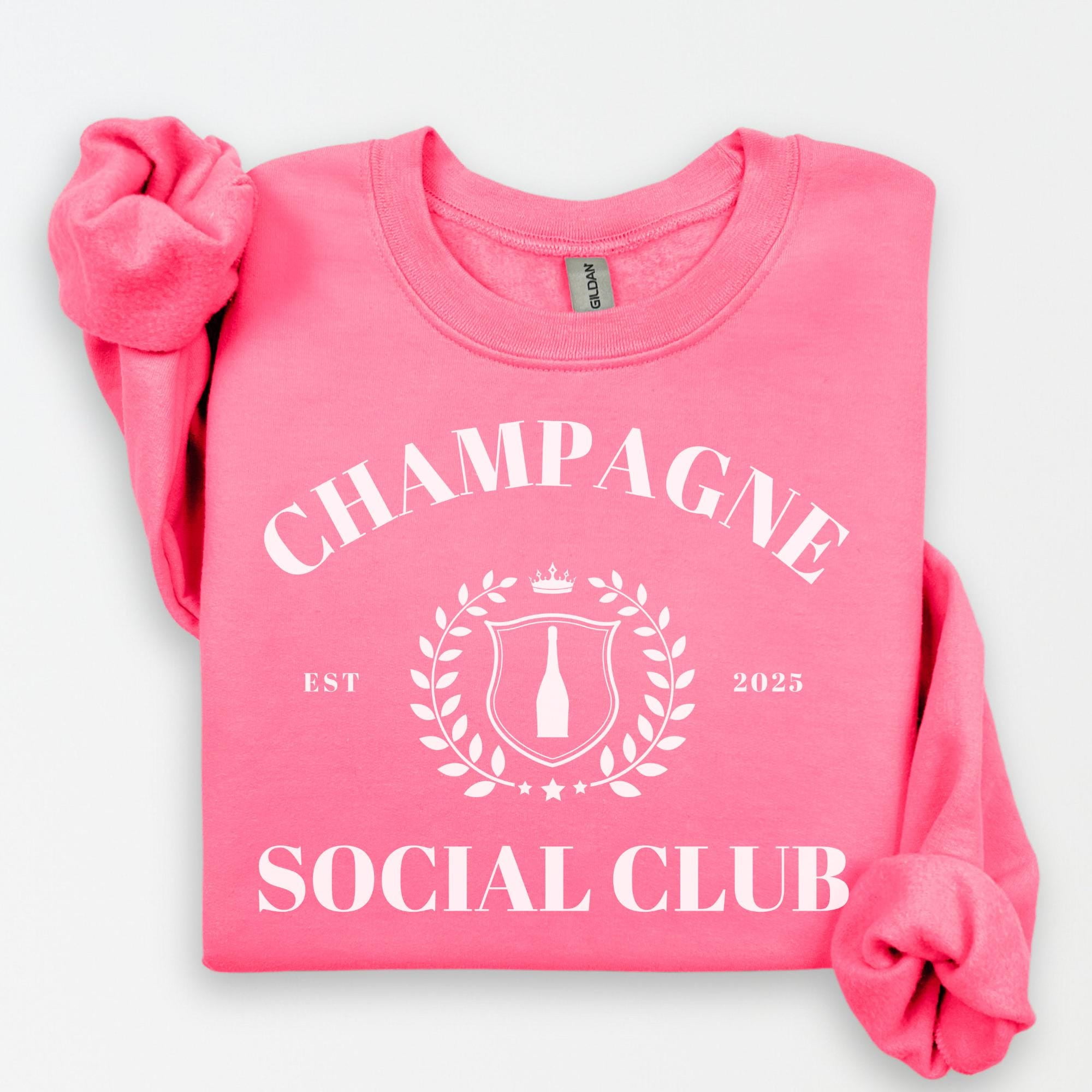 Champagne Social Club Crewneck T-Shirt New Years Eve, Bachelorette ...