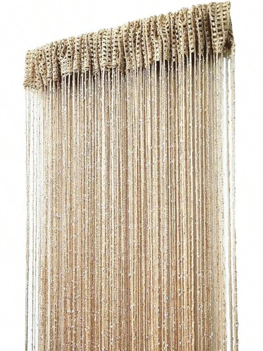 Champagne String Curtain Panel Fringe Door Divider Wall Decor For ...