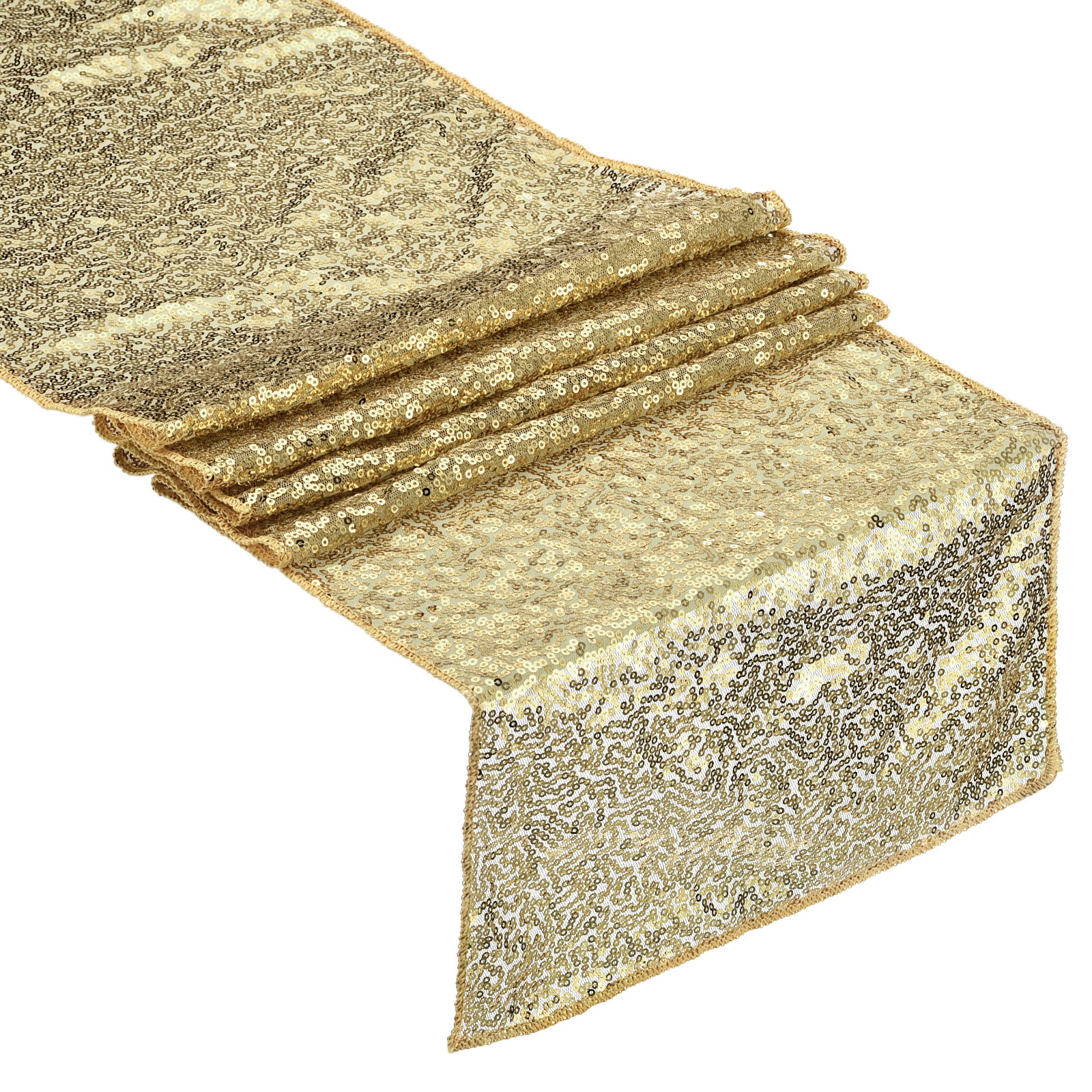 Champagne Table Runner 108" x 12", Long Shining Sequin Table Runner ...