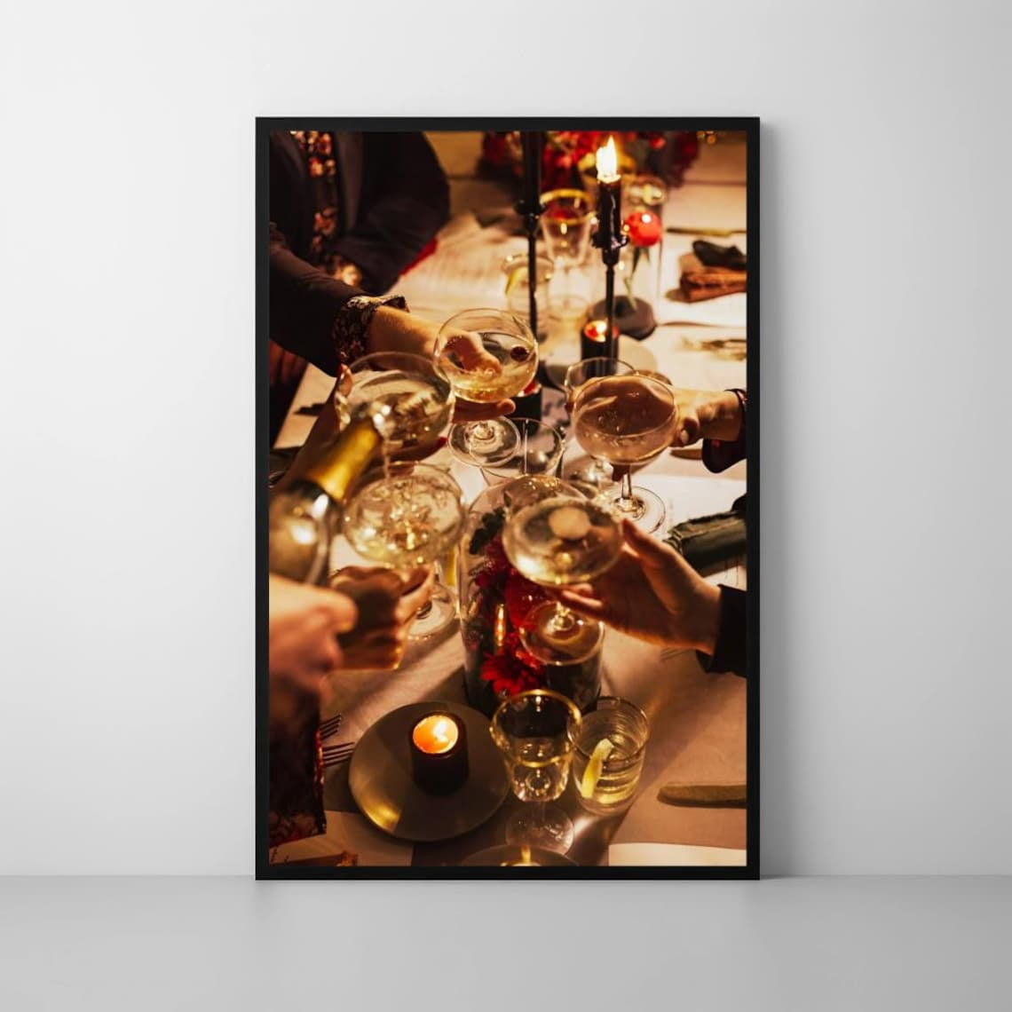 Champagne Toast Poster Elegant Celebration Candlelit Dining Room Art ...