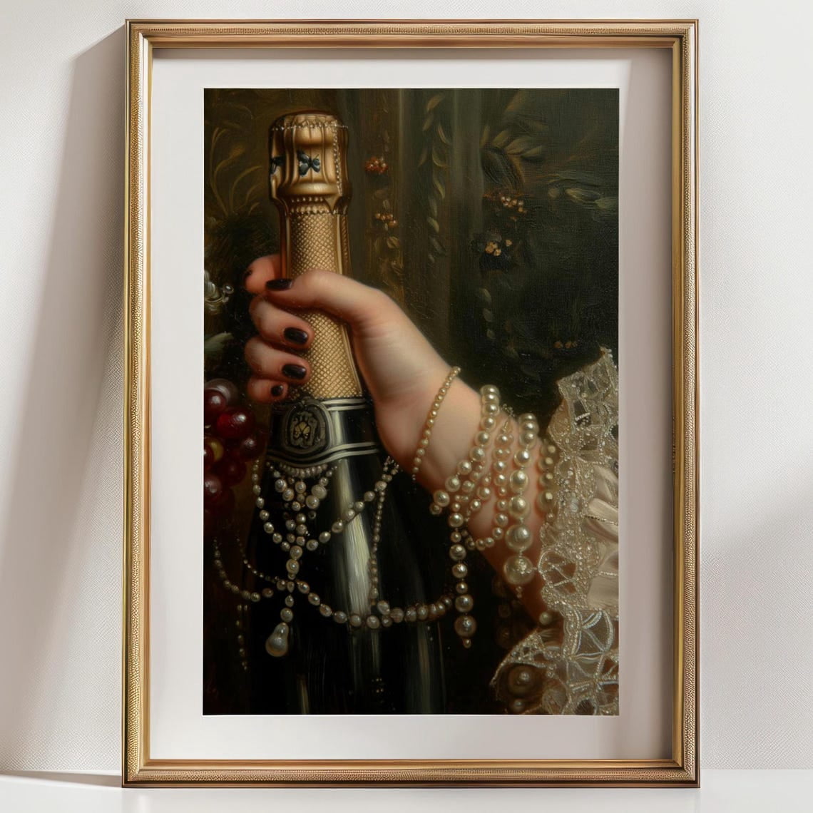 Champagne - Victorian Art Vintage Hand With Champagne Art Print ...