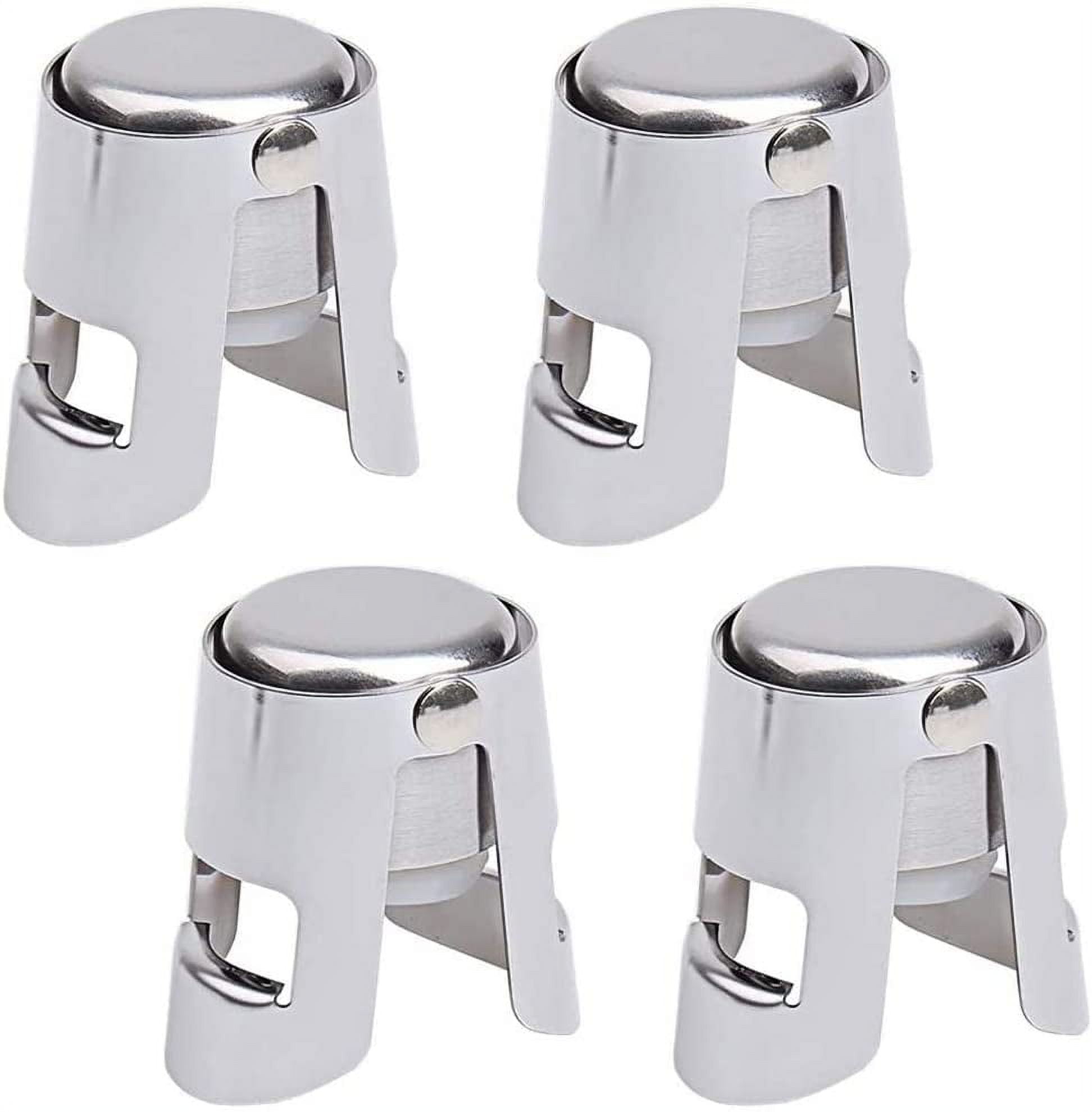 Champagne bottle cap, 4 stainless steel bottle caps, reusable stainless ...