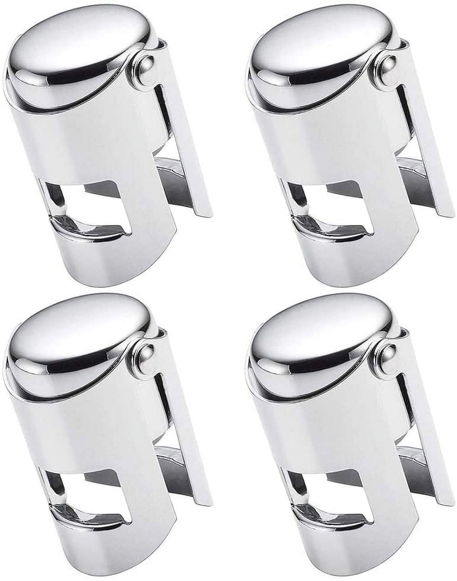 Champagne caps, sealing of sparkling wine bottle closing in stainless ...