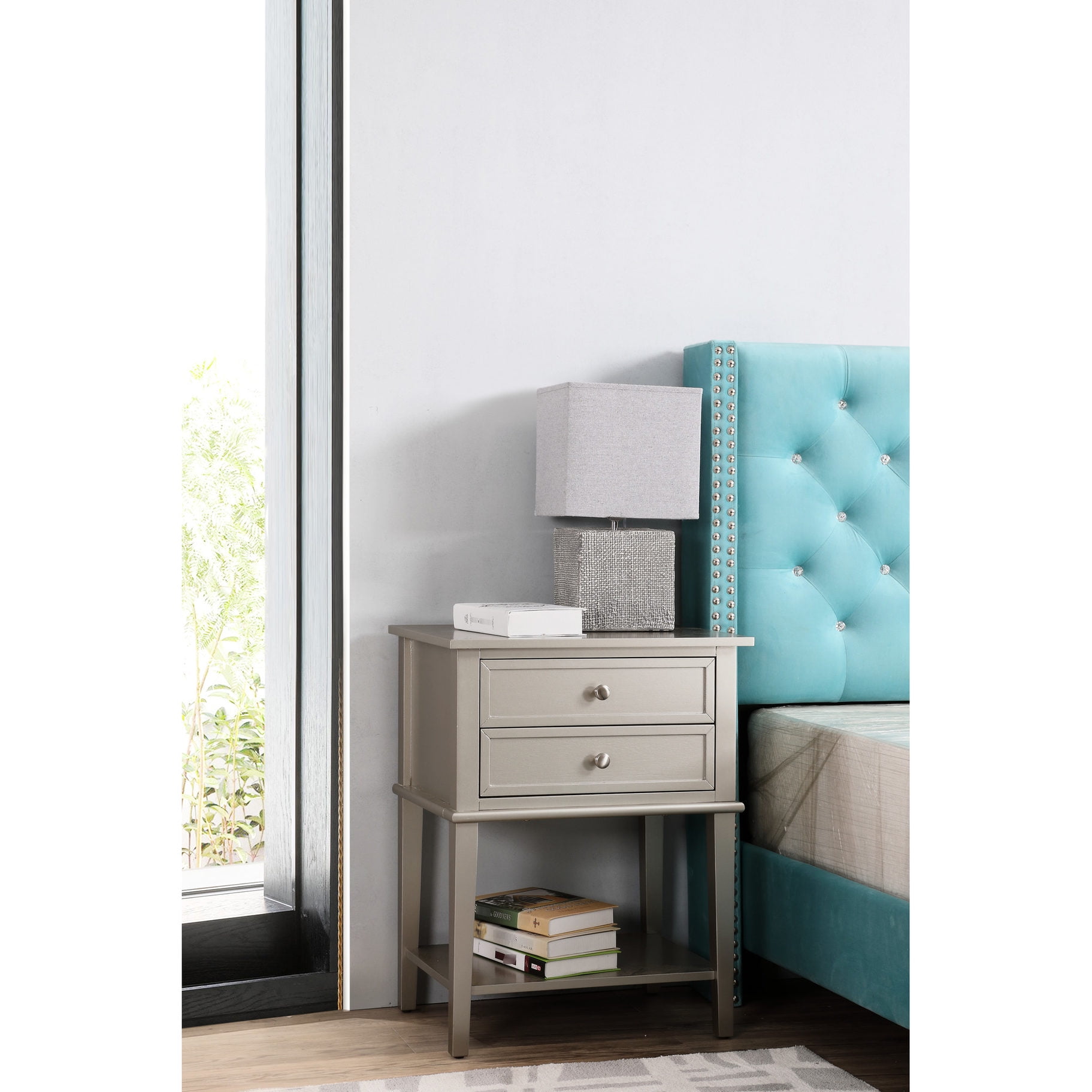 Champagne - toned & Extra Storage - Nightstand for Bedroom Essentials ...