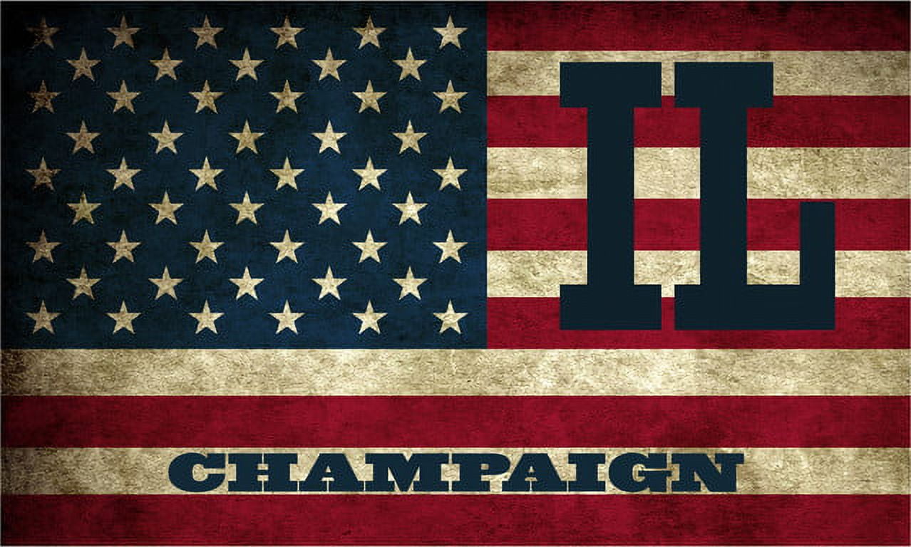 Champaign IL Illinois Champaign County Vintage US Flag Decal Bumper ...