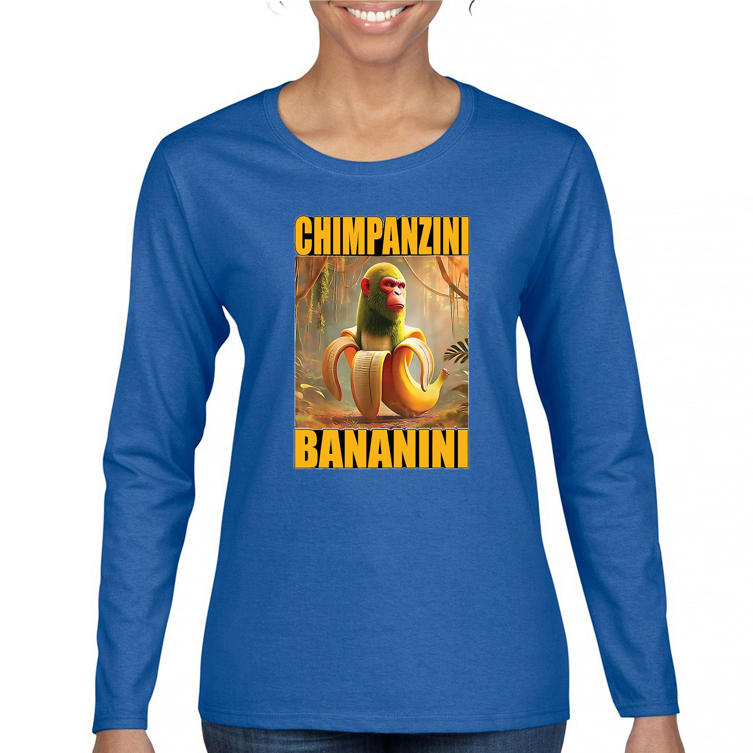Champanzini Bananini Women's Long Sleeve T-shirt Fun Italian Brainrot ...