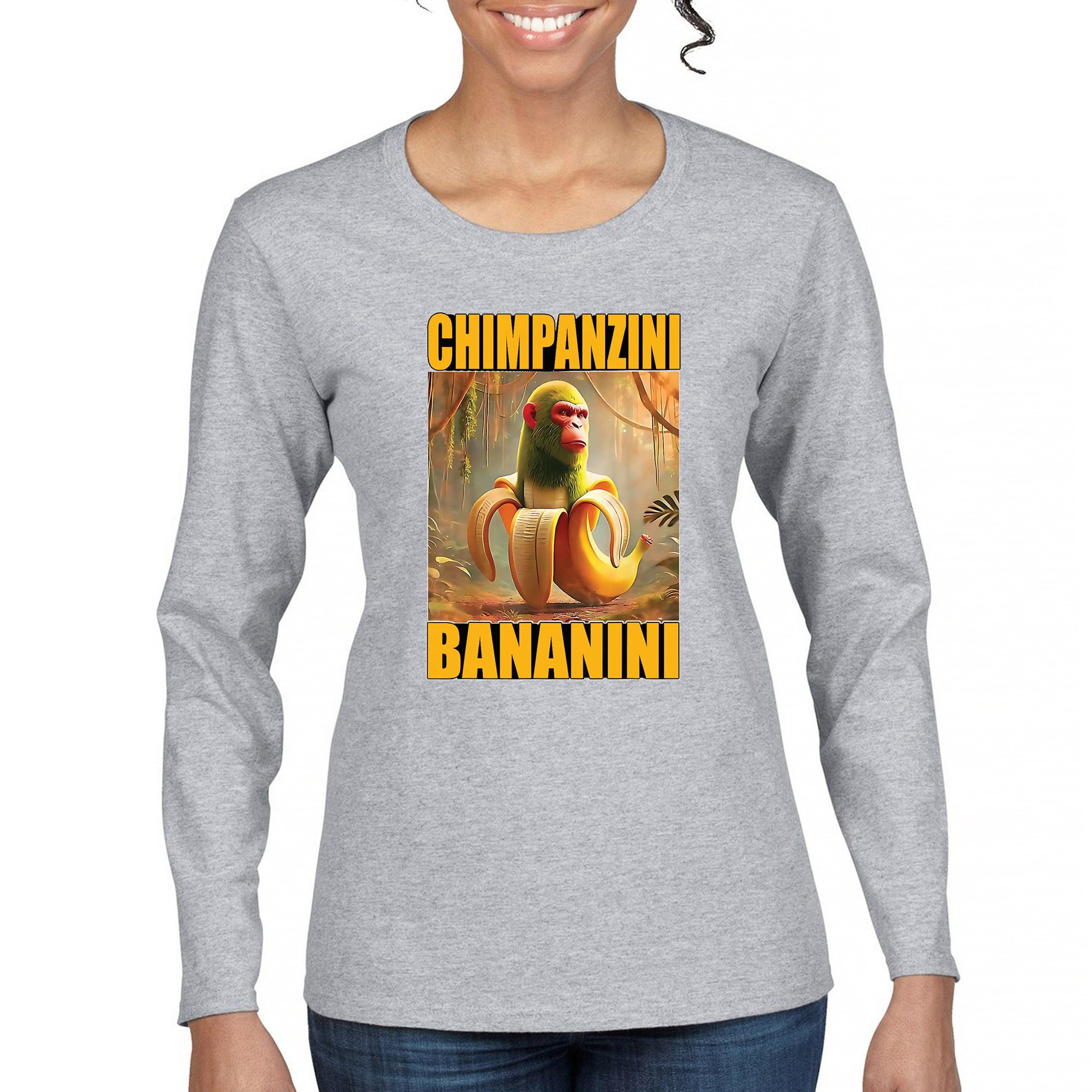 Champanzini Bananini Women's Long Sleeve T-shirt Fun Italian Brainrot ...