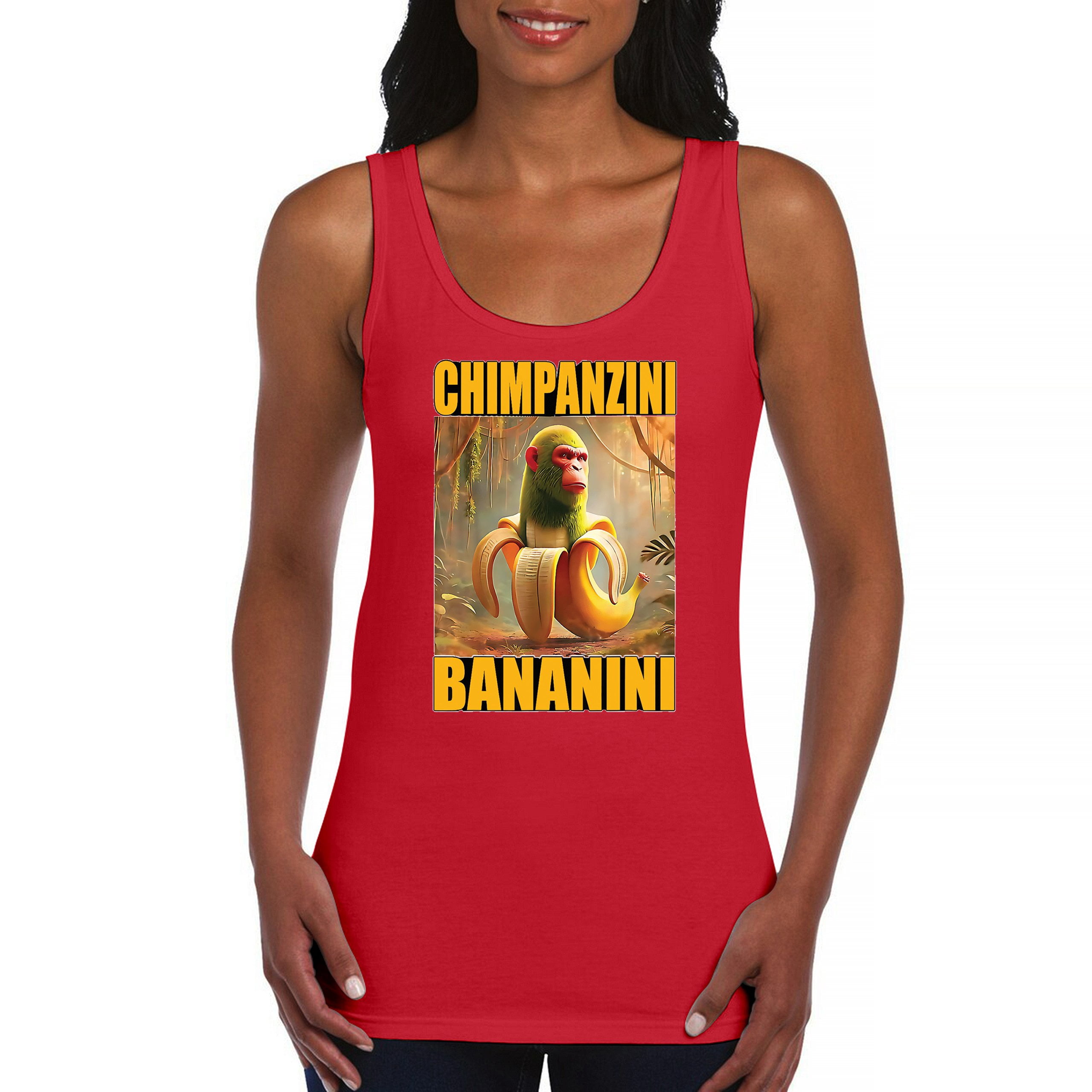 Champanzini Bananini Women's Tank Top Fun Italian Brainrot Gen Z Alpha ...