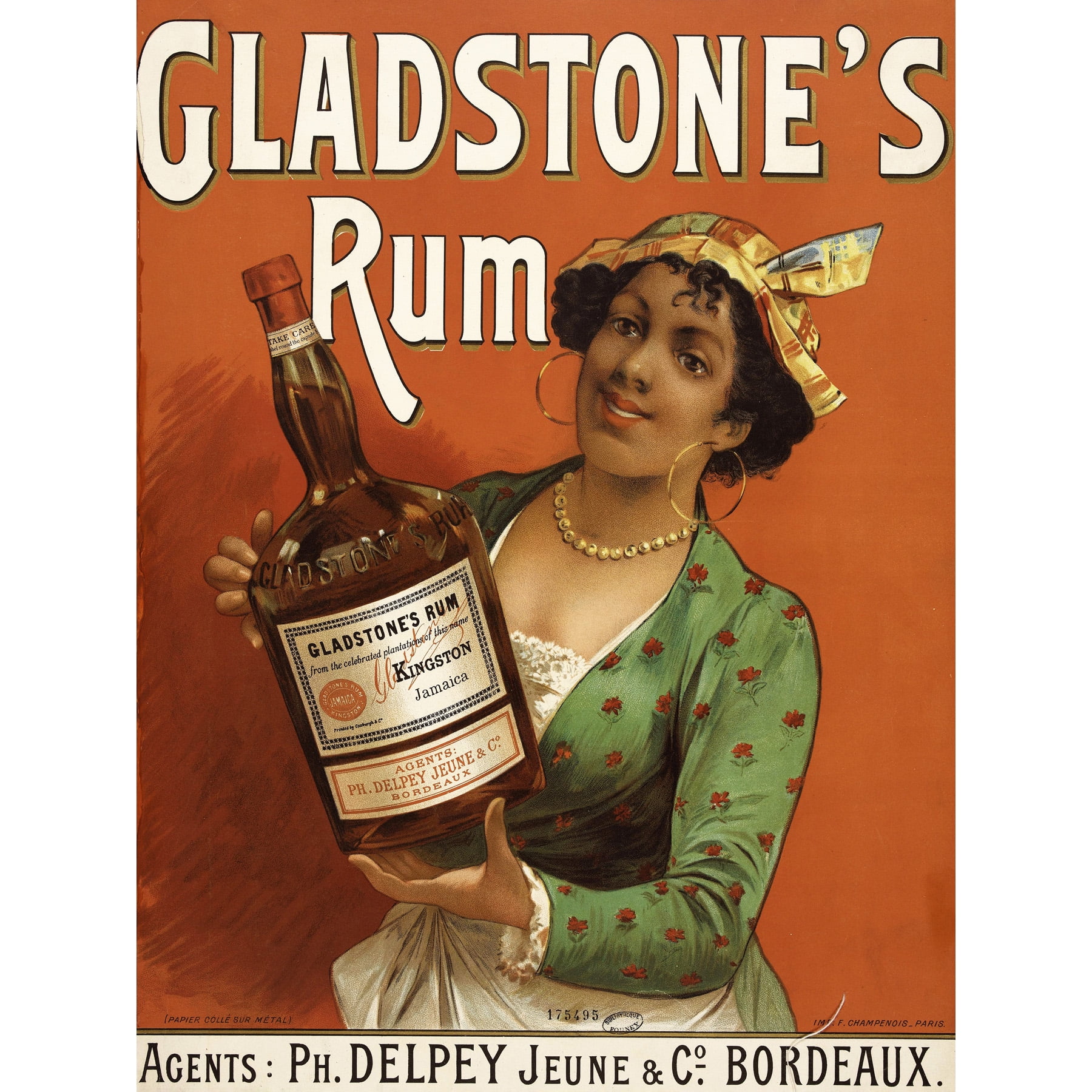 Champenois Gladstone's Rum Jamaica Advert Extra Large Art Print Wall ...