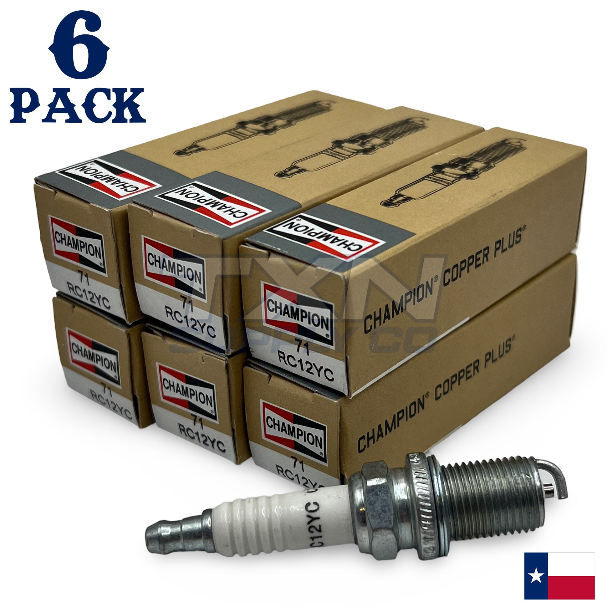 Champion 71 RC12YC Copper Plus Spark Plug - 6 Pack - RC12YC 71G 71 - Walmart.com