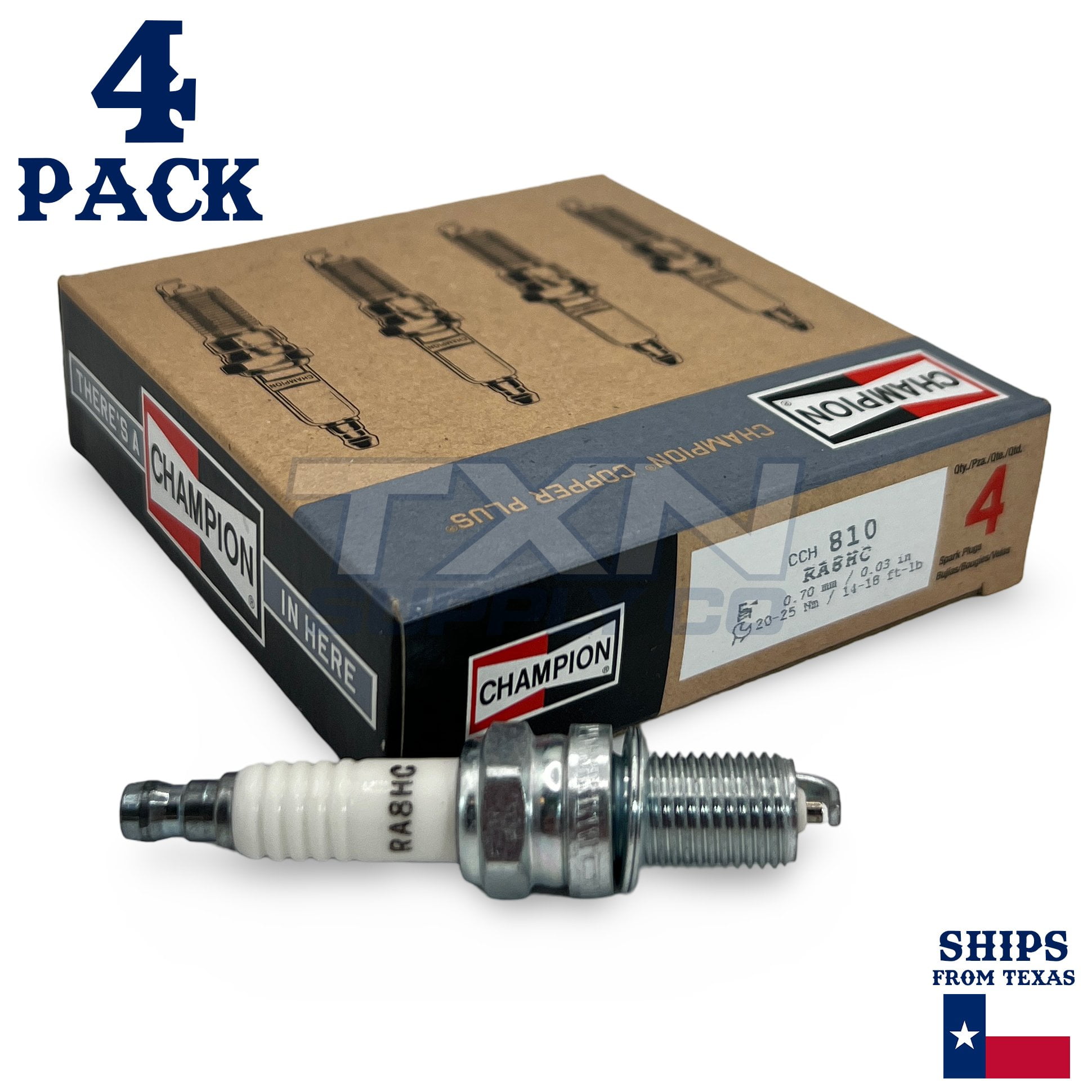 Champion 810 RA8HC Copper Plus Spark Plug - 4 Pack - Walmart.com