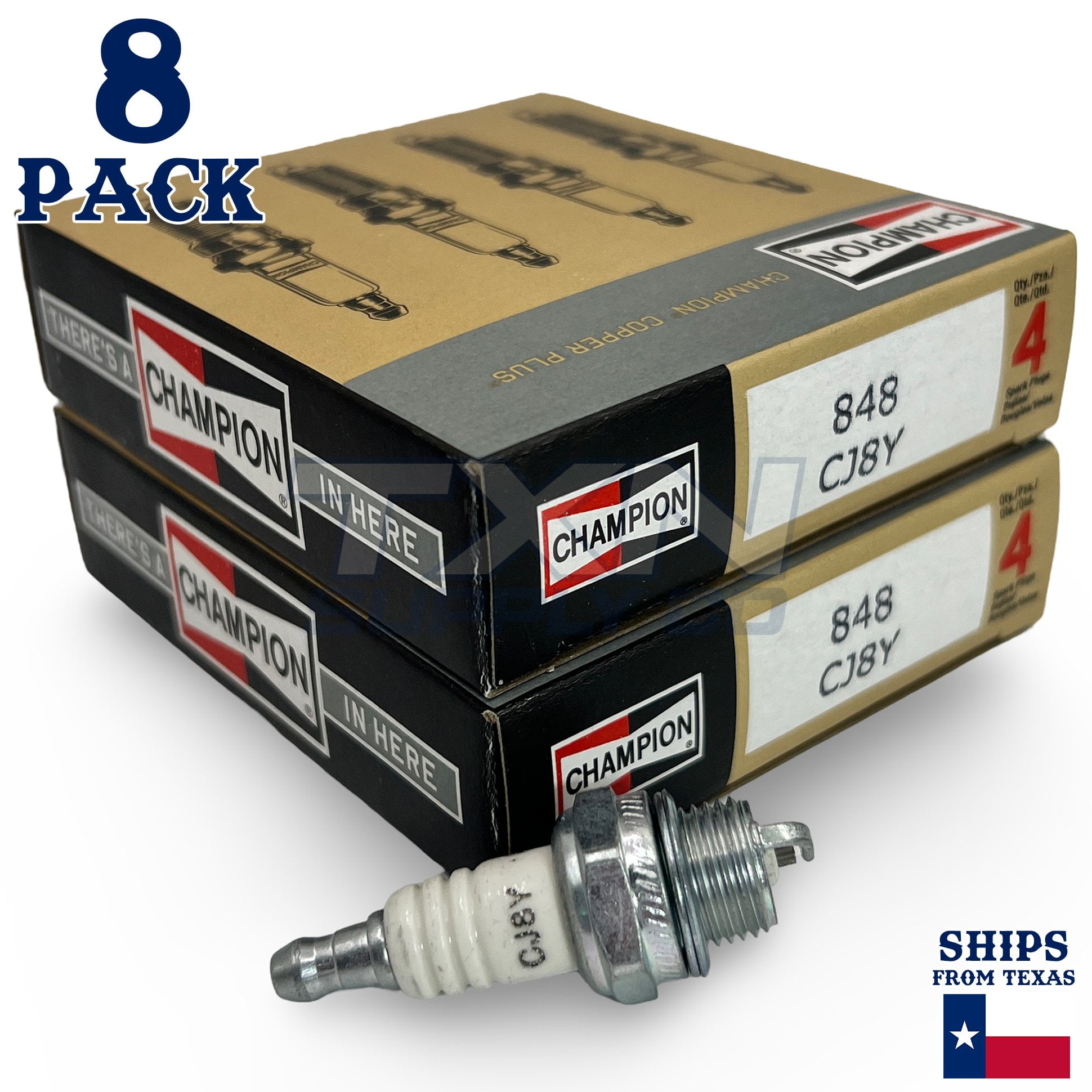 Champion 848 CJ8Y Copper Plus Spark Plug - 8 Pack - Walmart.com