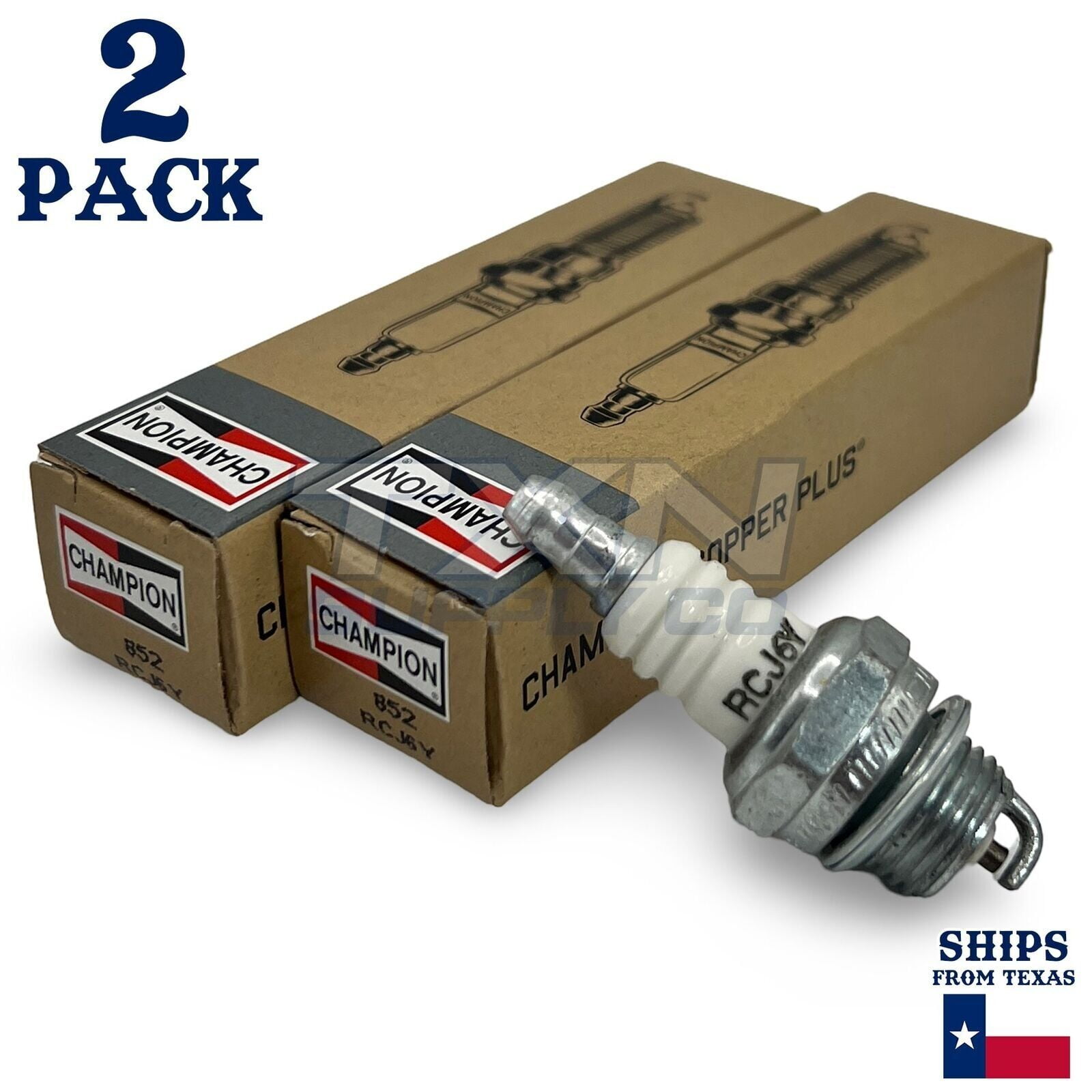 Champion 852 Copper Plus Spark Plug RCJ6Y - 2 Pack - For Homelite Ryobi ...