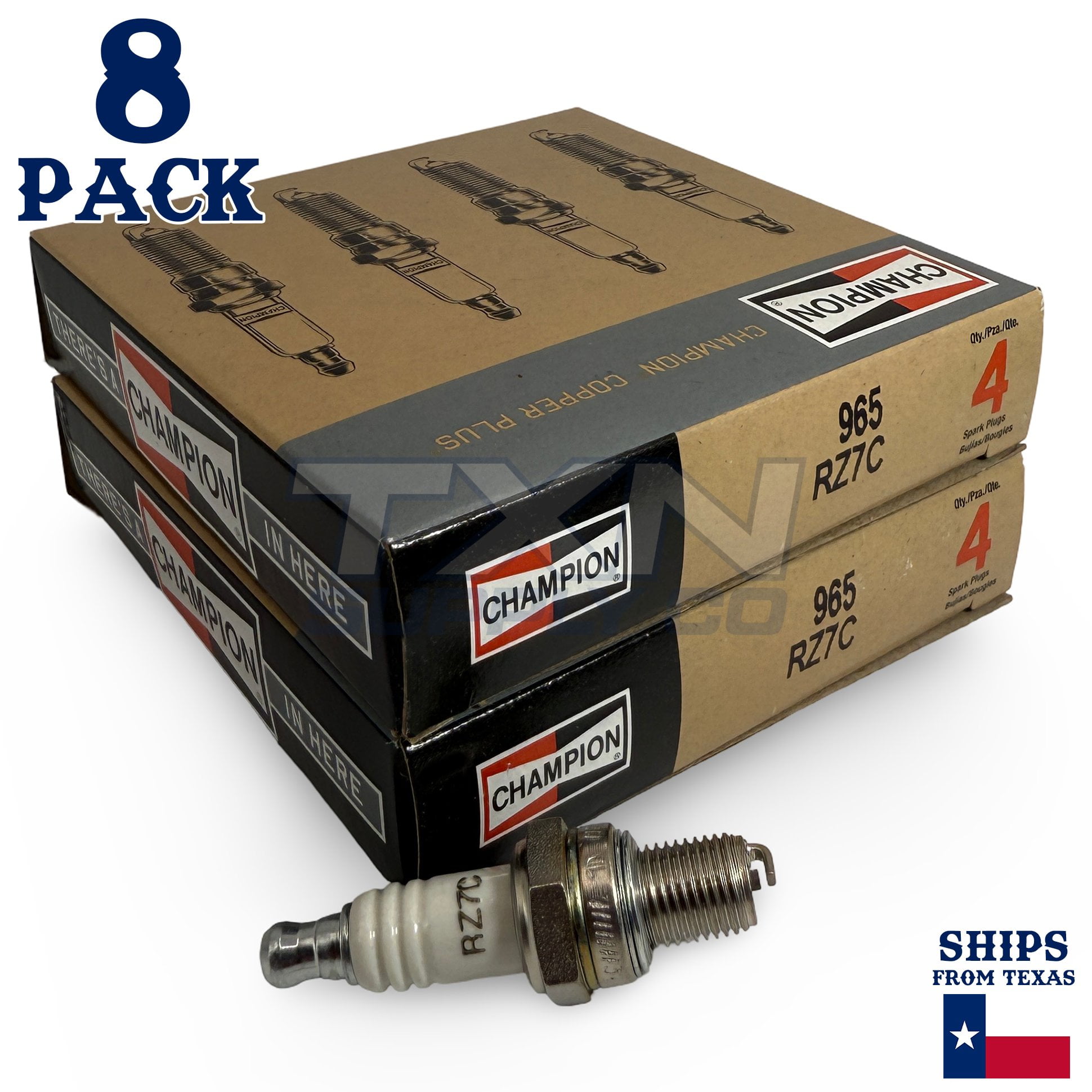 Champion 965 RZ7C Copper Plus Spark Plug - 8 Pack - Walmart.com