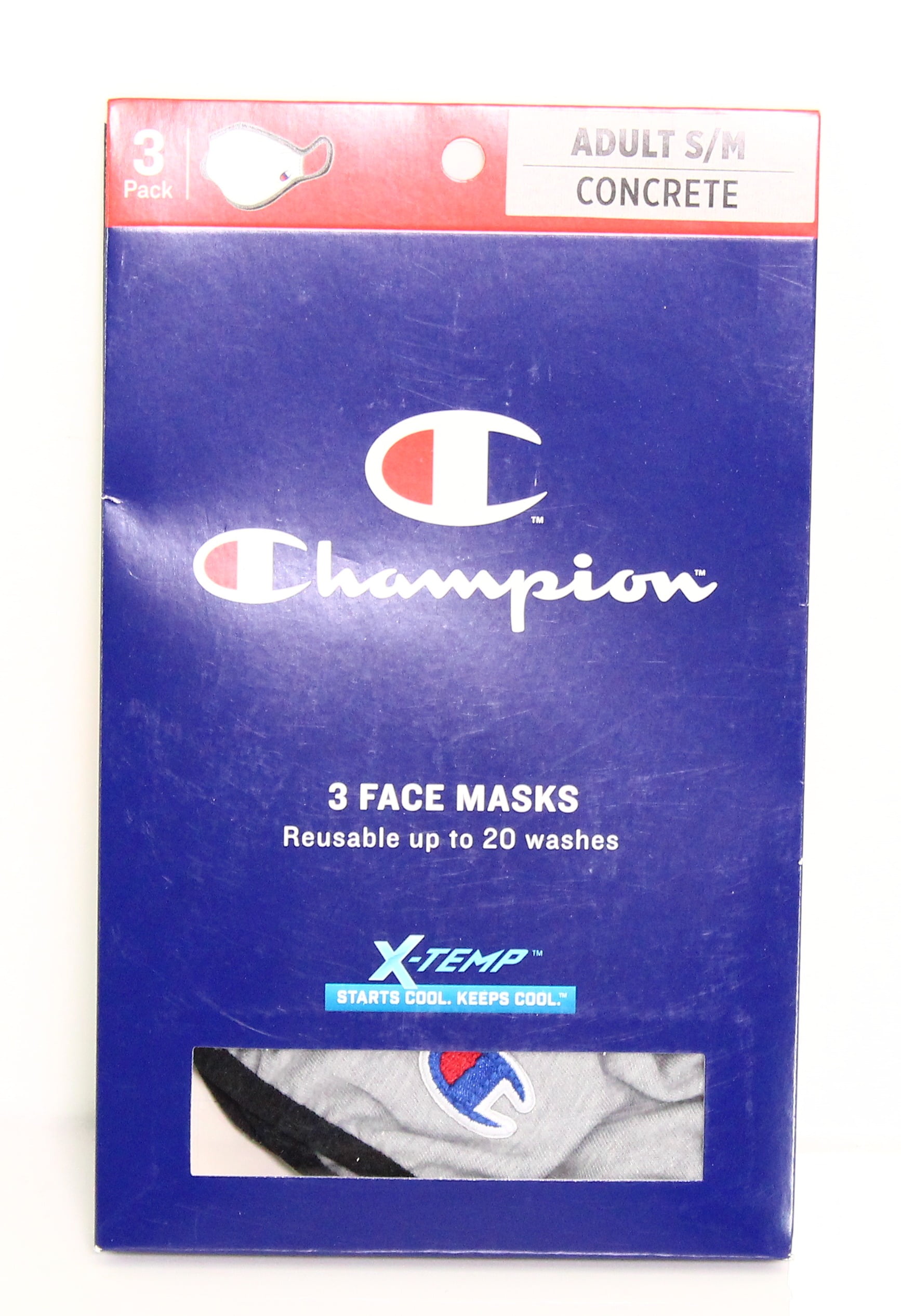 Champion Adult Ellipse Face Mask 3-Pack Unisex Mask Size L/XL, Color ...