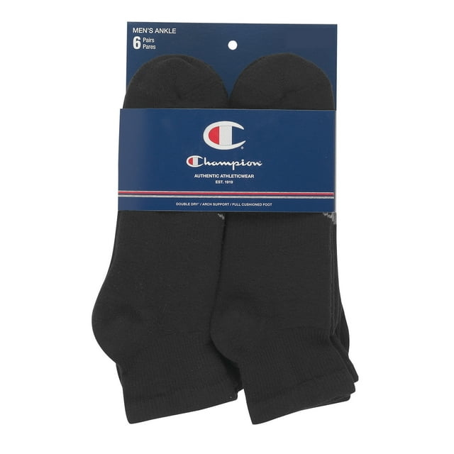Champion, Adult Men's, Athletic Ankle Socks, 6-Pack, Size 10-13, Size ...