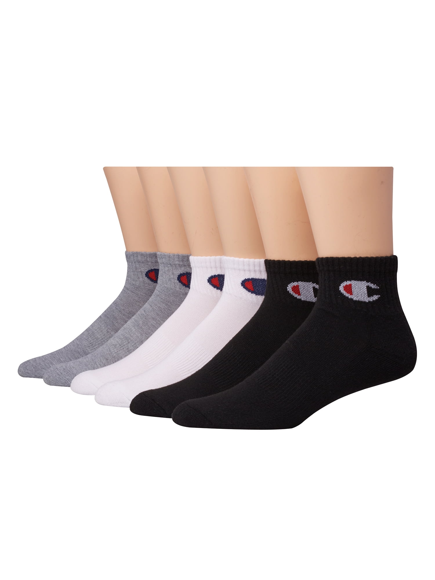 Champion Men's Athletic Logo Ankle Socks, 6 Pack, Cooler and Drier ...