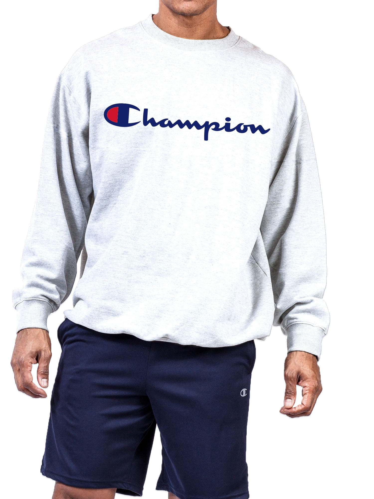 Champion Big And Tall Mens Powerblend Script Logo Fleece Crewneck