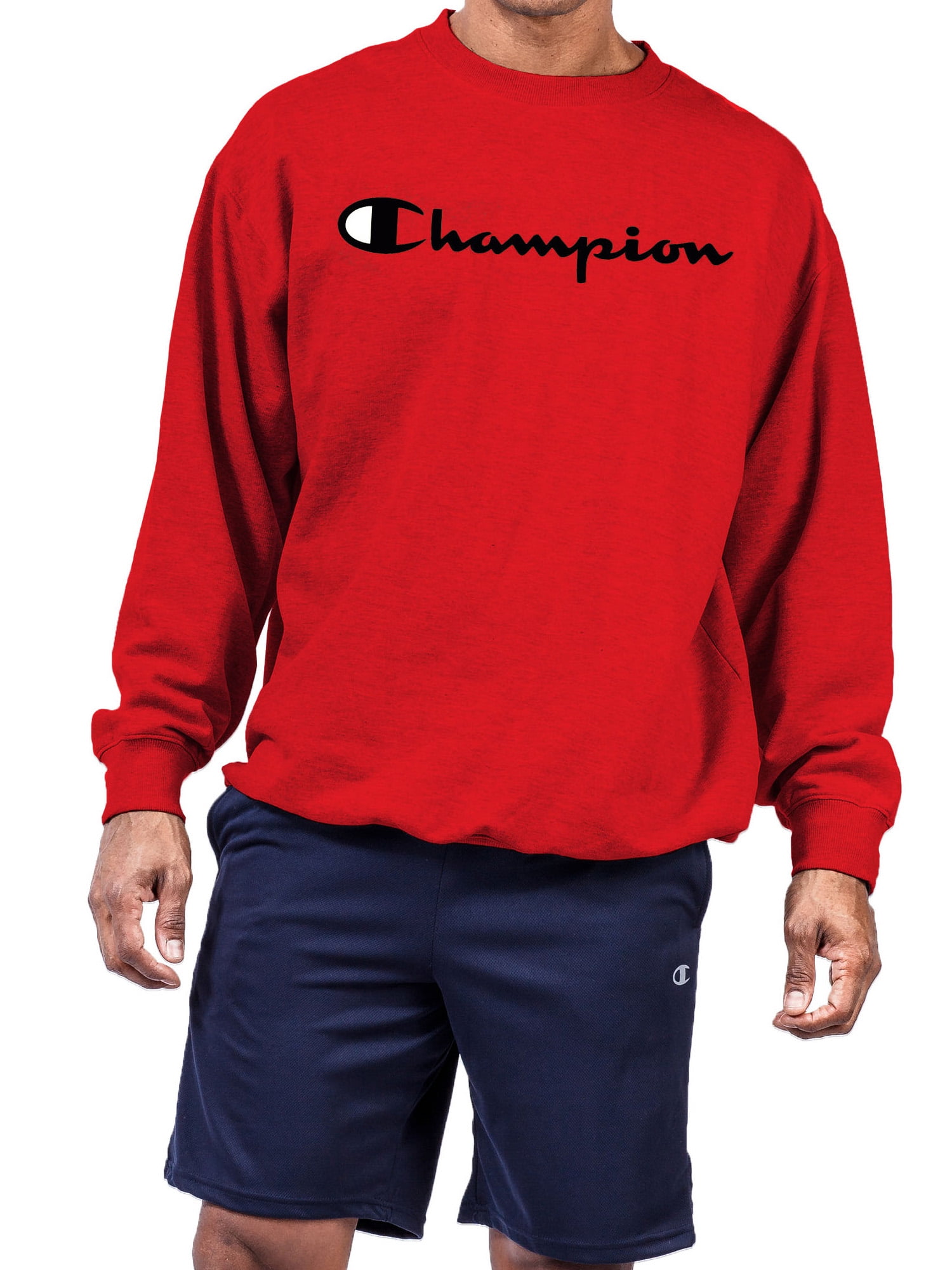 Champion Big And Tall Mens Powerblend Script Logo Fleece Crewneck