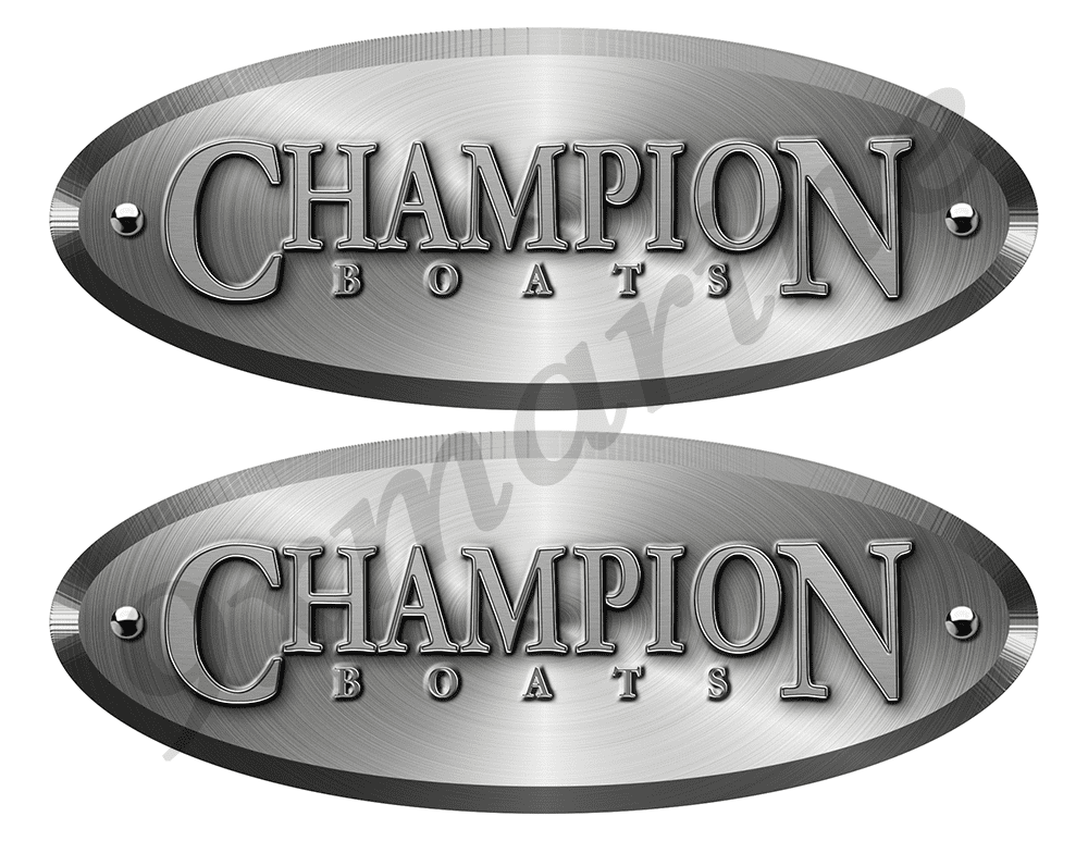 Champion Boat Old Style Oval Stickers - Brushed Metal Look - Walmart.com