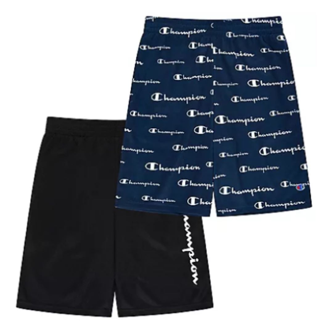 Champion Boy's Active Shorts, 2 Pack UPF 30 Moisture Wicking Navy 5/6 ...