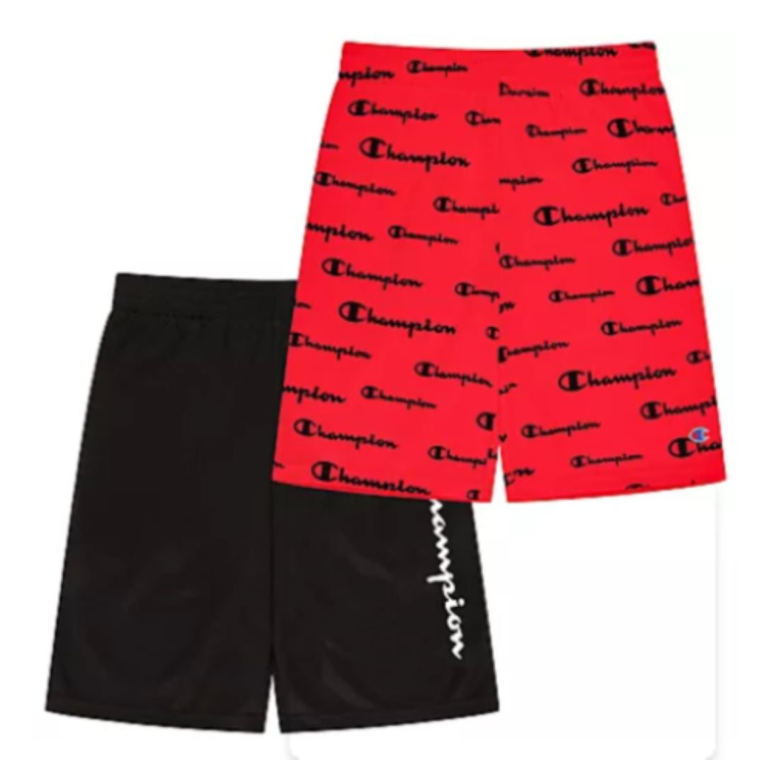 Champion Boy's Active Shorts, 2 Pack UPF 30 Moisture Wicking Red 14/16 ...