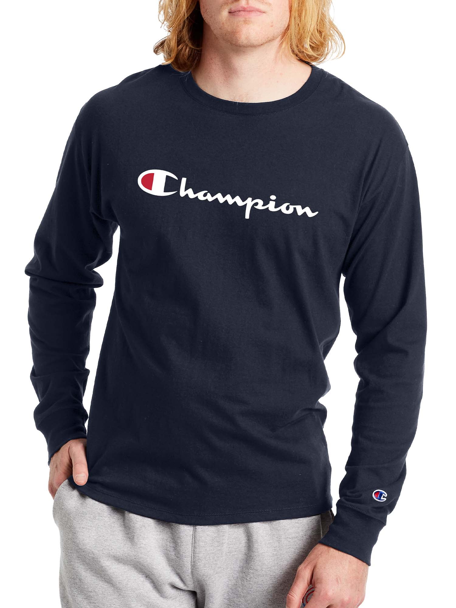 Champion Men’s Script Logo Classic Graphic Long Sleeve T-Shirt ...