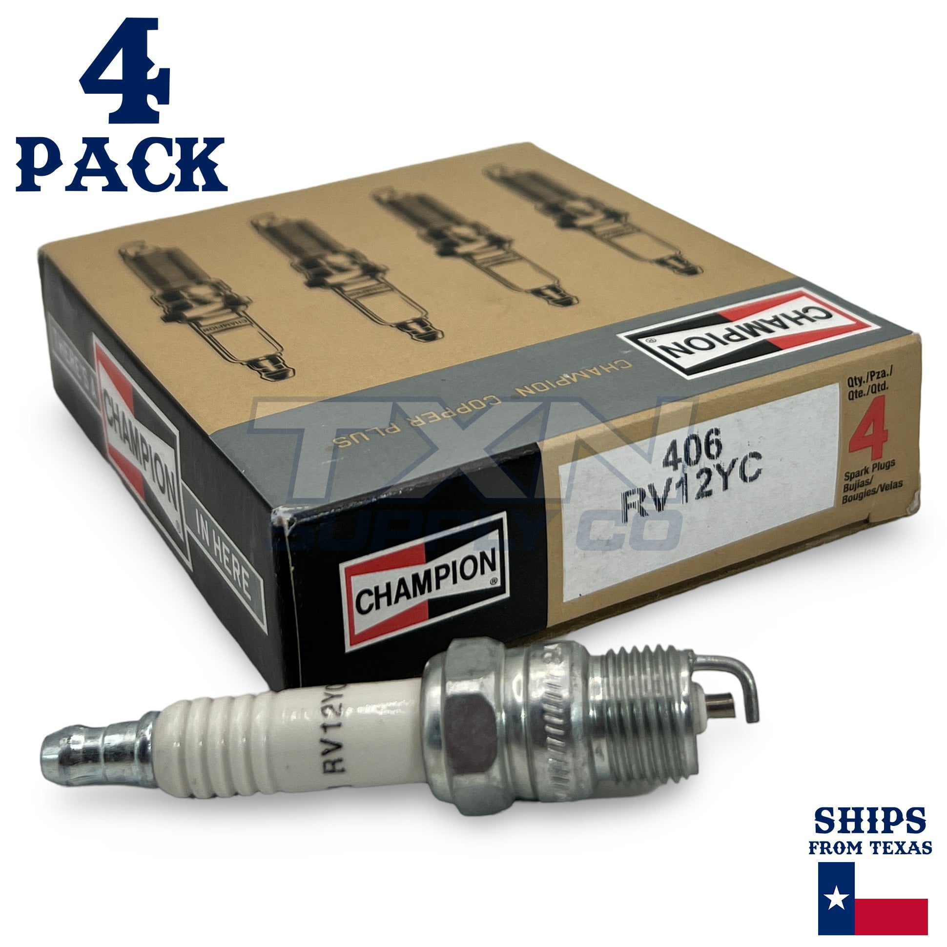 Champion Copper Plus 406 Spark Plug Carton of 4 - RV12YC - Walmart.com