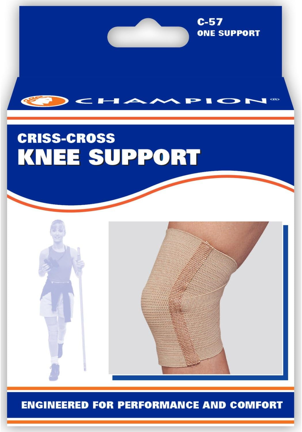 Champion Criss-Cross Knee Support, Beige, Medium - Walmart Business ...