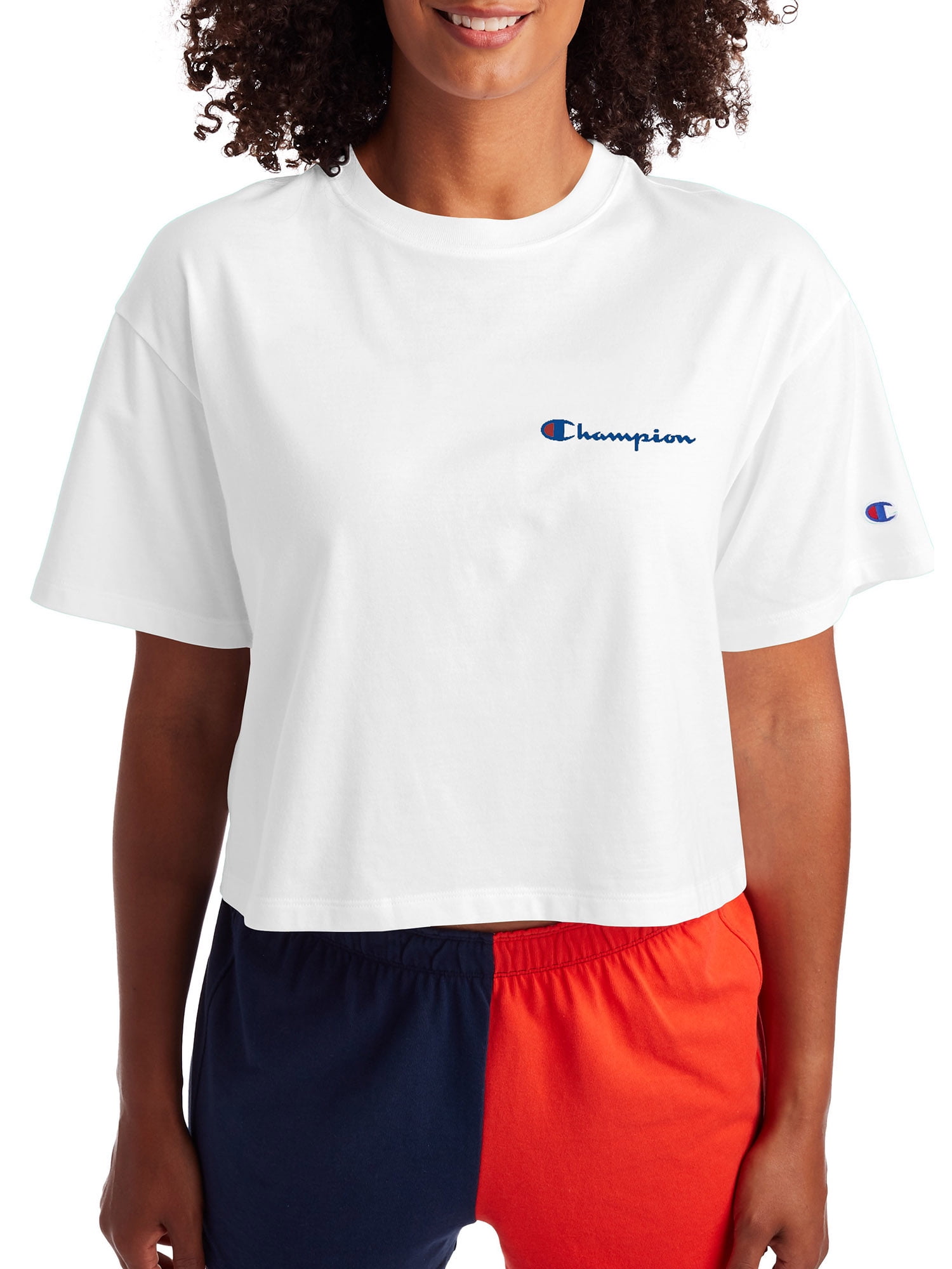 Champion Cropped Tee Left Chest Script (Women's) 1 Pack - Walmart.com