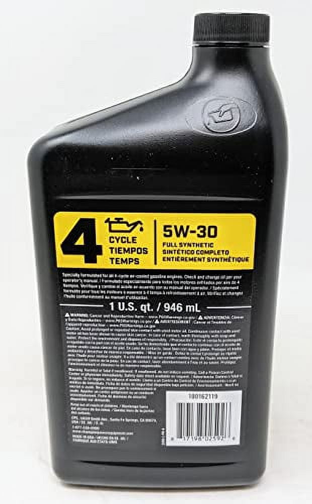 Champion Full Synthetic 4-Cycle Motor Oil 5W-30, 1 qt - Walmart.com