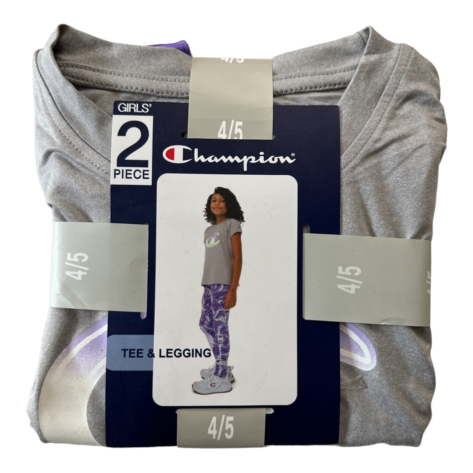 Champion Girl's 2 Piece Short Sleeve Tee & Legging Active Set (Oxford ...