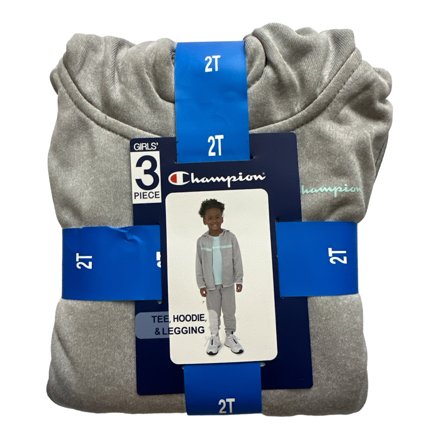 Champion Girl's Heavyweight 3 Piece Tee, Hoodie & Legging Set (Oxford Heather, 4T) - Walmart.com