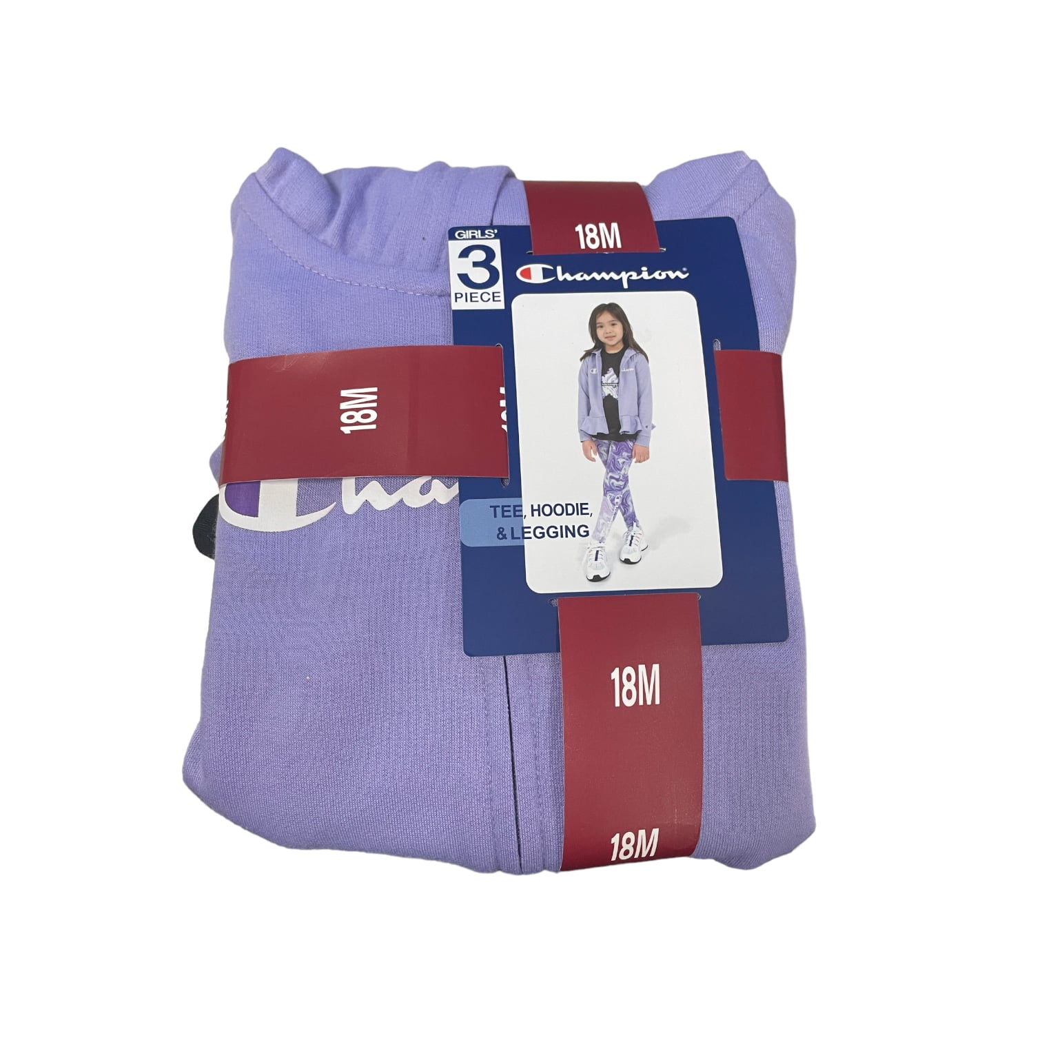 Champion Girl's Heavyweight 3 Piece Tee, Hoodie & Legging Set (Purple ...