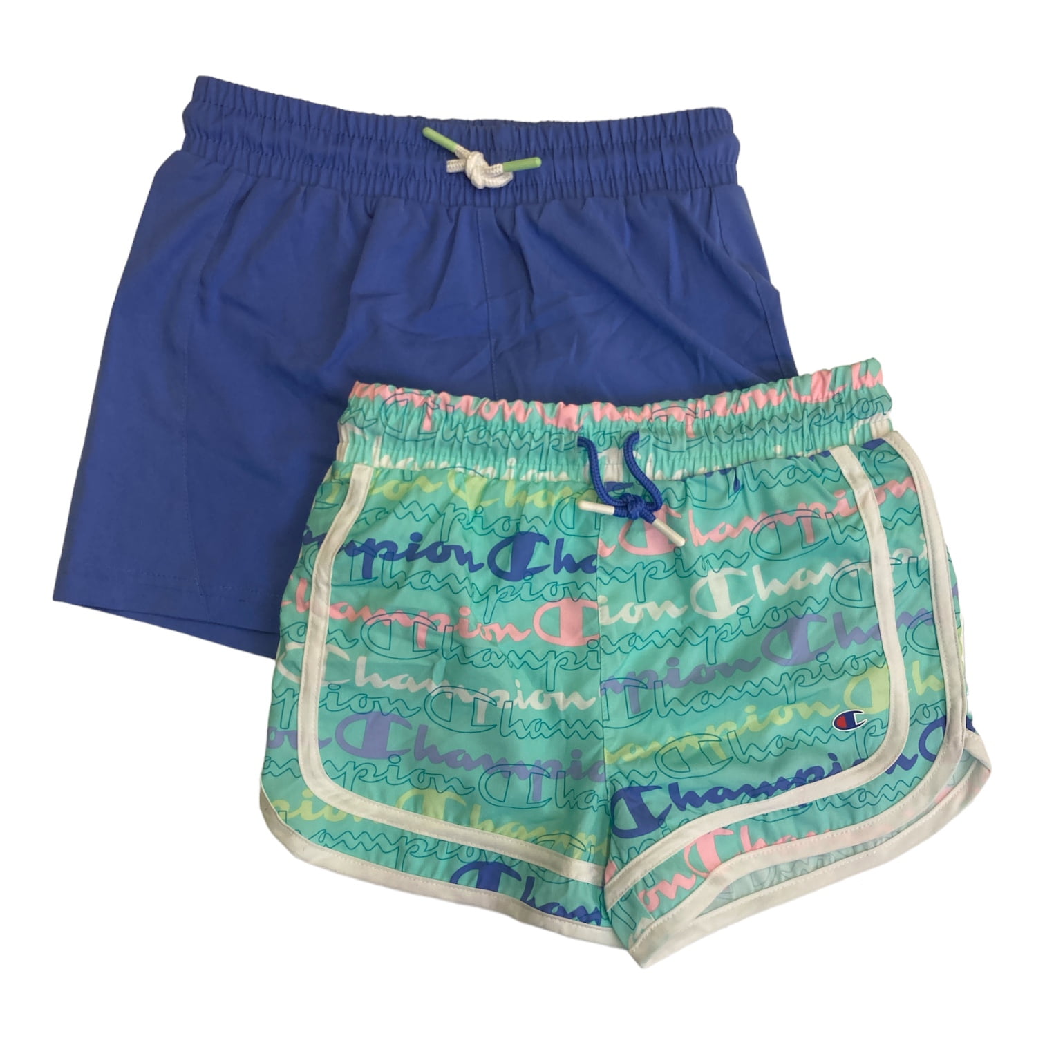 Champion Girls' 2 Pack Active Stretch Comfort Shorts (Aruba Blue/Deep ...