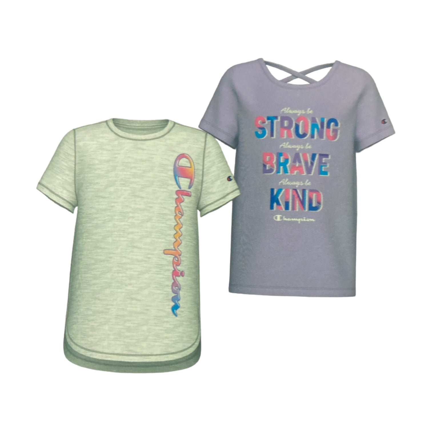 Champion Girls 2-Pack Active Wear UPF 30 Moisture Wicking Criss Cross ...