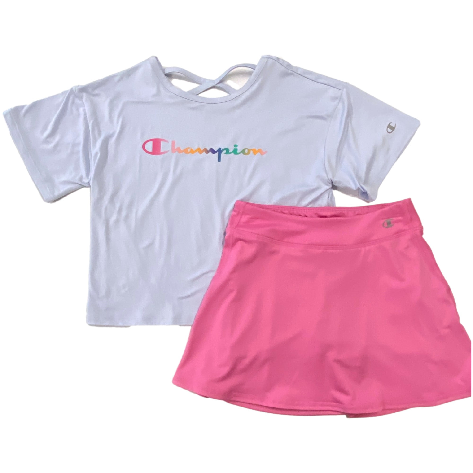 Champion Girls 2PC Outfit Pink Orange Skates Shirt & Shorts Set ...